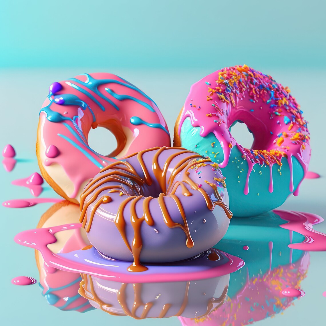 Colorful Donut Print Donut Printable Pastry Patisserie Wall Art Kitchen ...