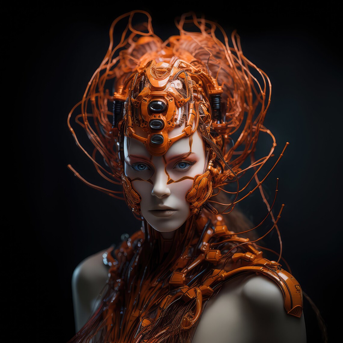 Orange Robot Girl Print Robot Woman Printable Female Android Futuristic ...