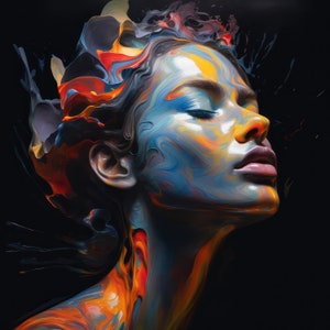 Colorful Woman Portrait Woman Face Wall Art Print Girl Poster Home ...