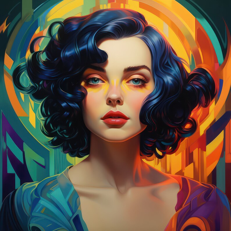 Colorful Woman Portrait Woman Face Wall Art Print Girl Poster Home ...