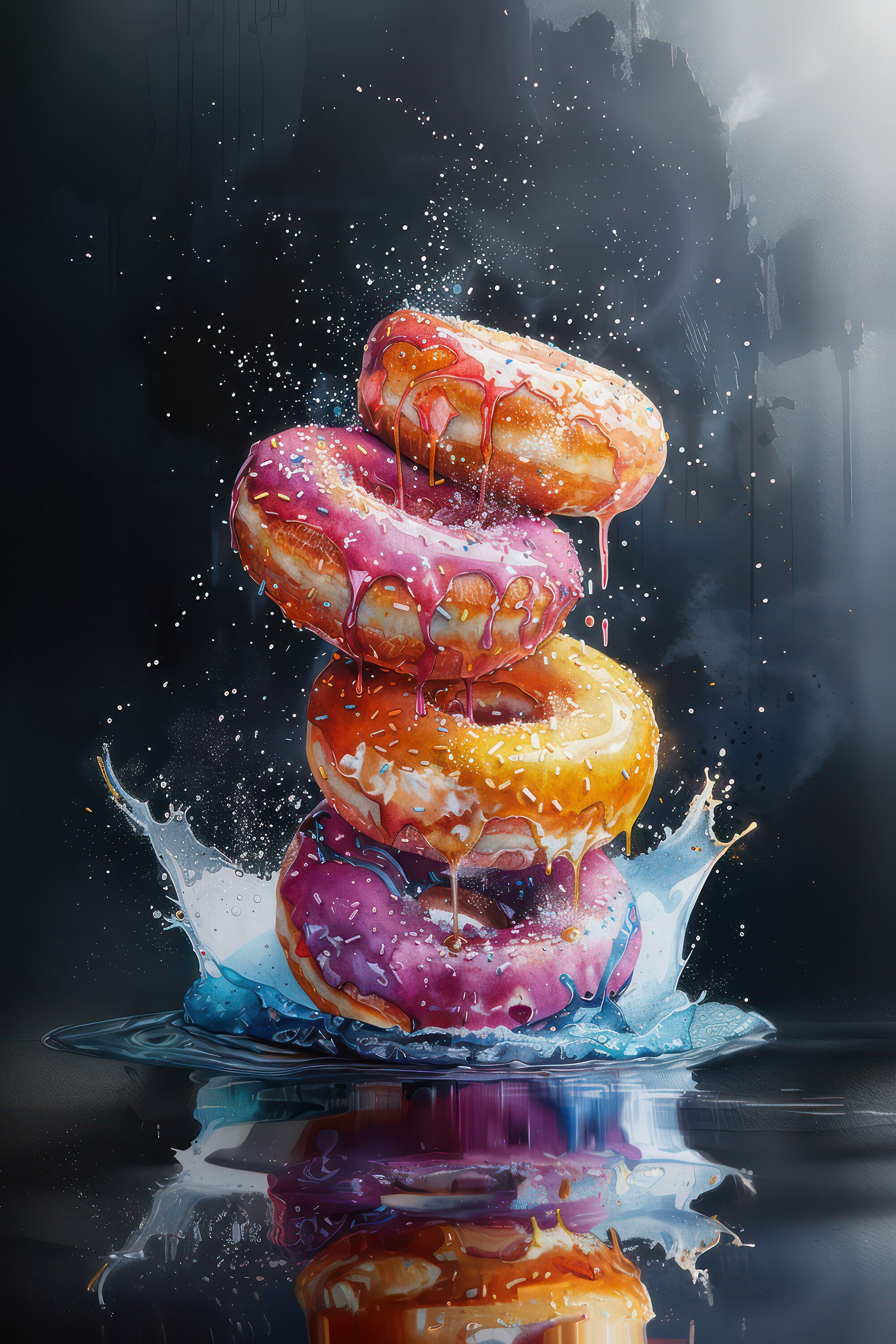 Colorful Donut Print Donut Printable Pastry Patisserie Wall Art Kitchen ...