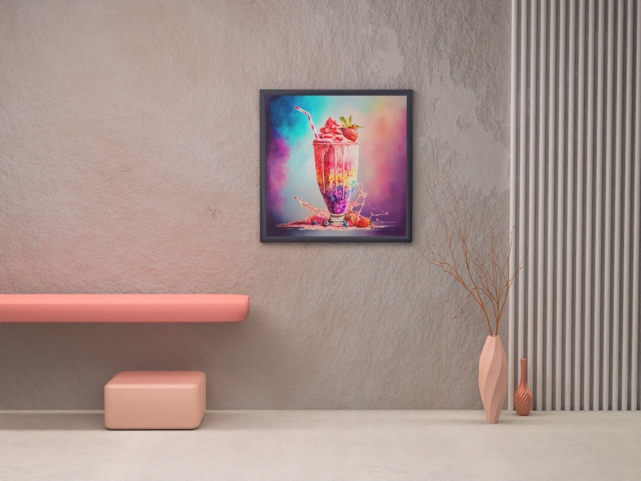 Colorful Smoothie Print Smoothie Printable Strawberry Poster Food ...