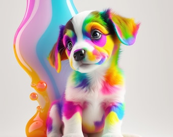 Colorful Dog Printable Colorful Dog Print Dog Wall Art Dog Portrait ...