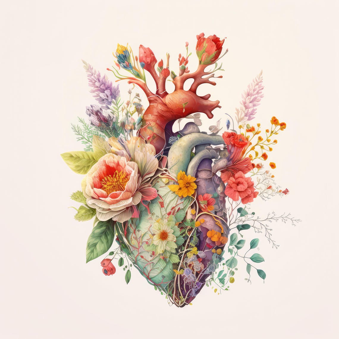 Human Heart Print Anatomical Printable Anatomic Wall Art Medical Decor ...