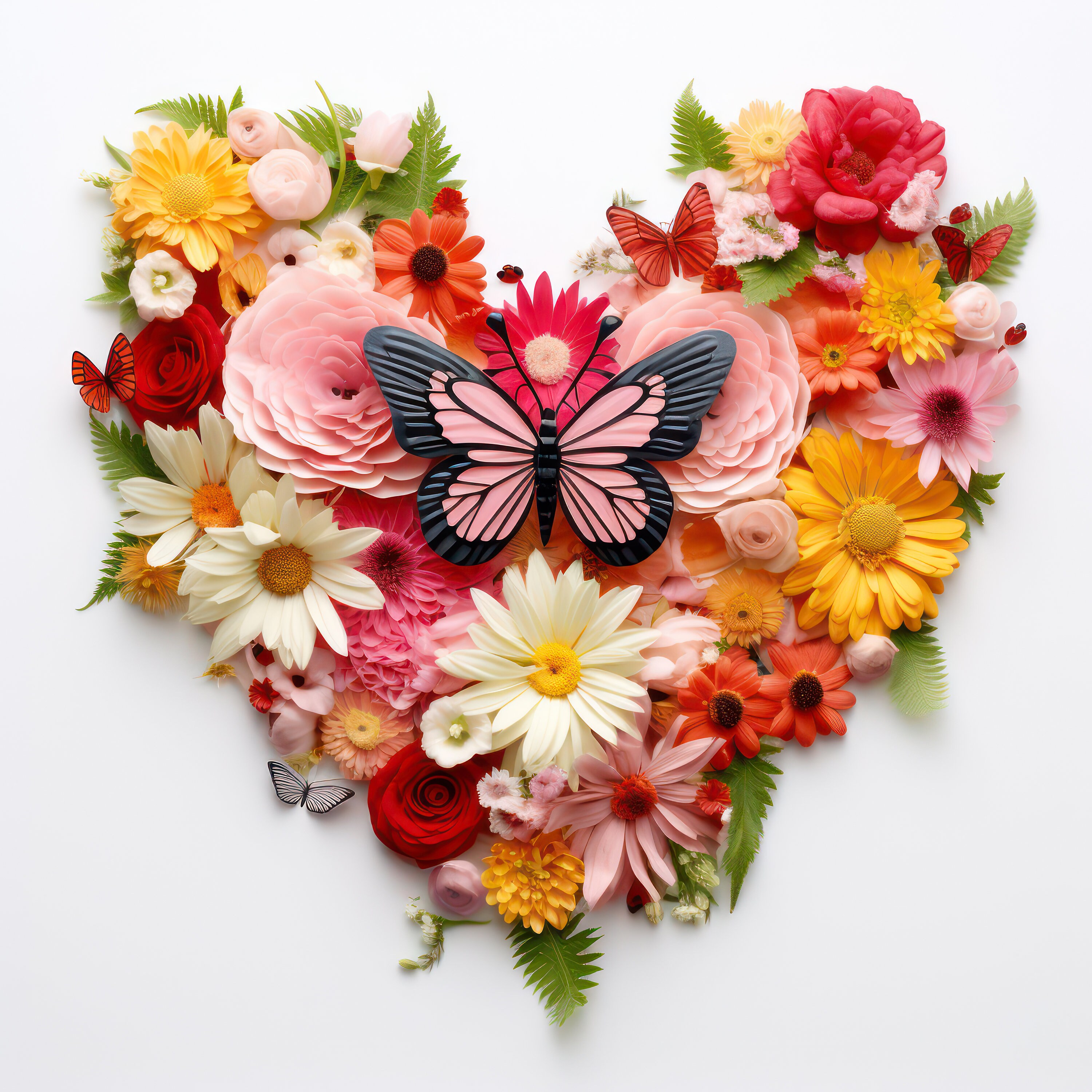 Flower Heart Print Heart of Flowers Printable Heart Poster AI Art Wall ...