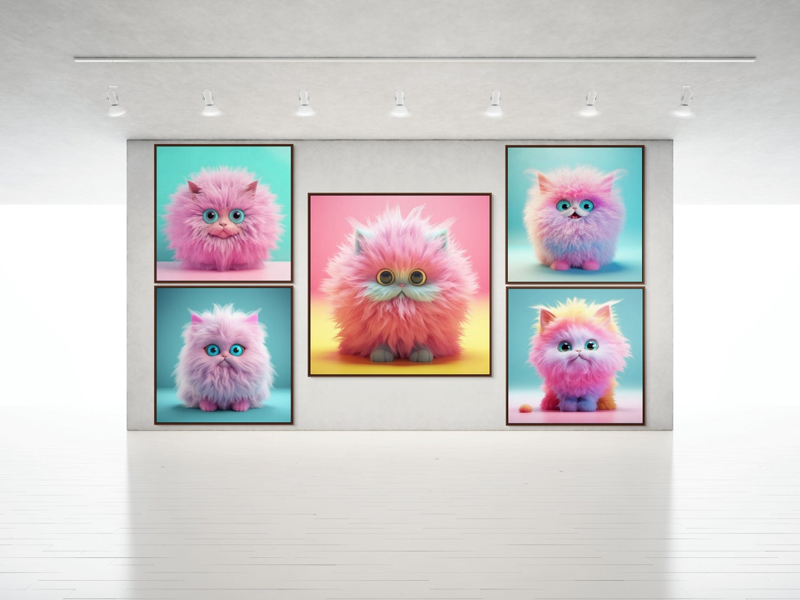 Colorful Cat Printable Cartoon Cat Print Cute Cat Wall Art - Etsy