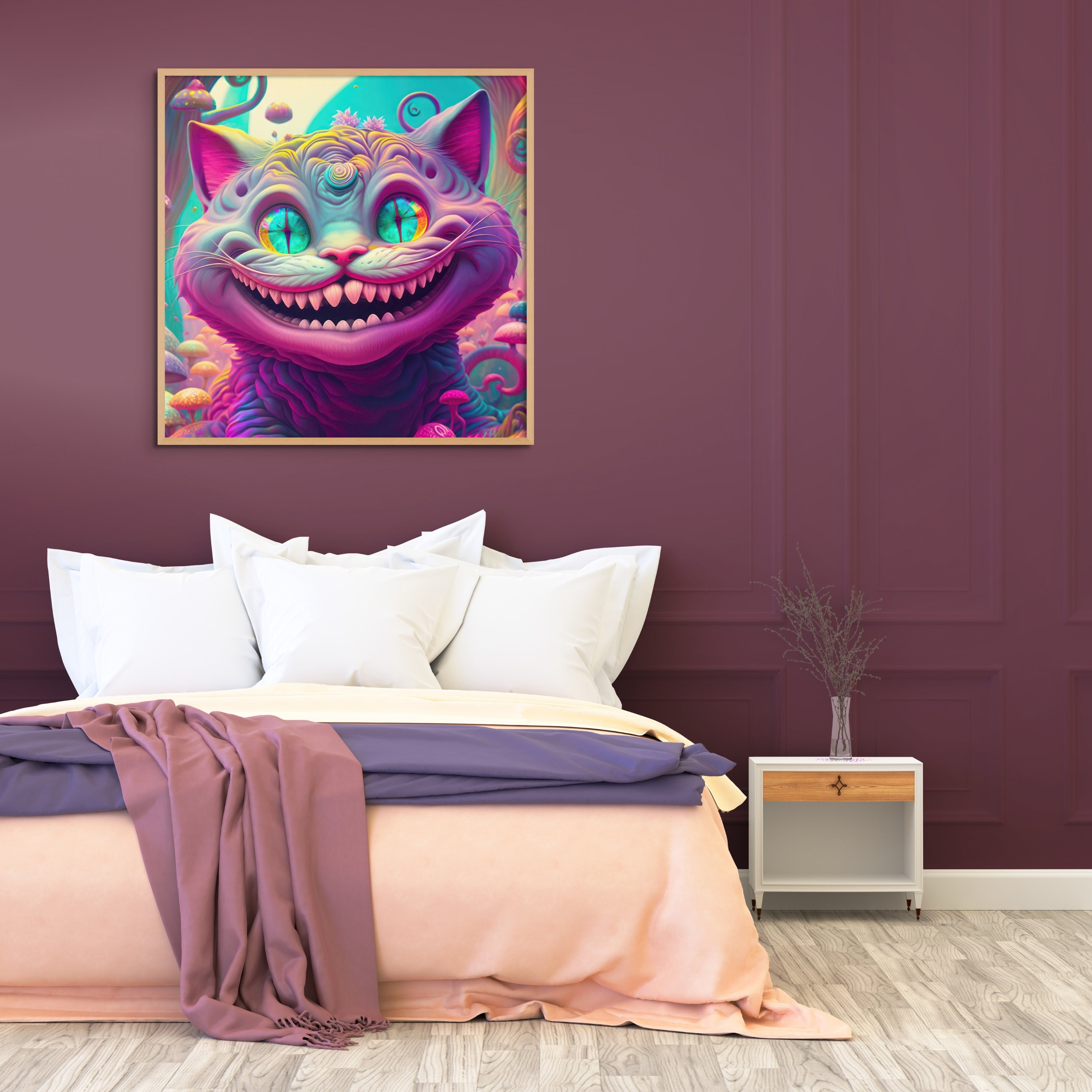 Cheshire Cat Art, Colorful Cat Poster, Cheshire Cat Printable, Cat ...