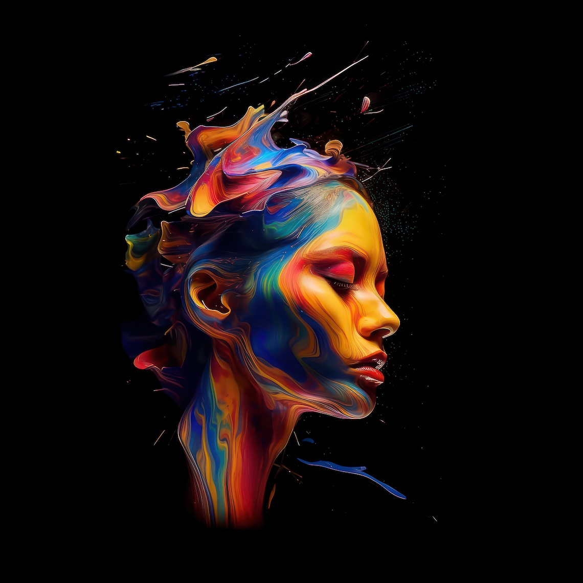 Colorful Woman Portrait Wall Art Print Abstract Girl Poster Home Decor ...