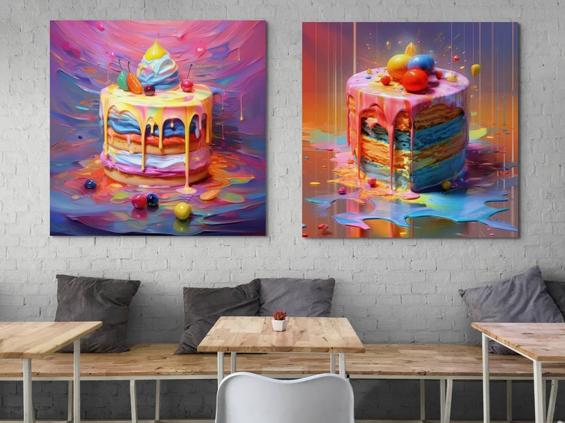 Colorful Cake Print Cake Printable Pastry Poster Patisserie Picture Oil ...