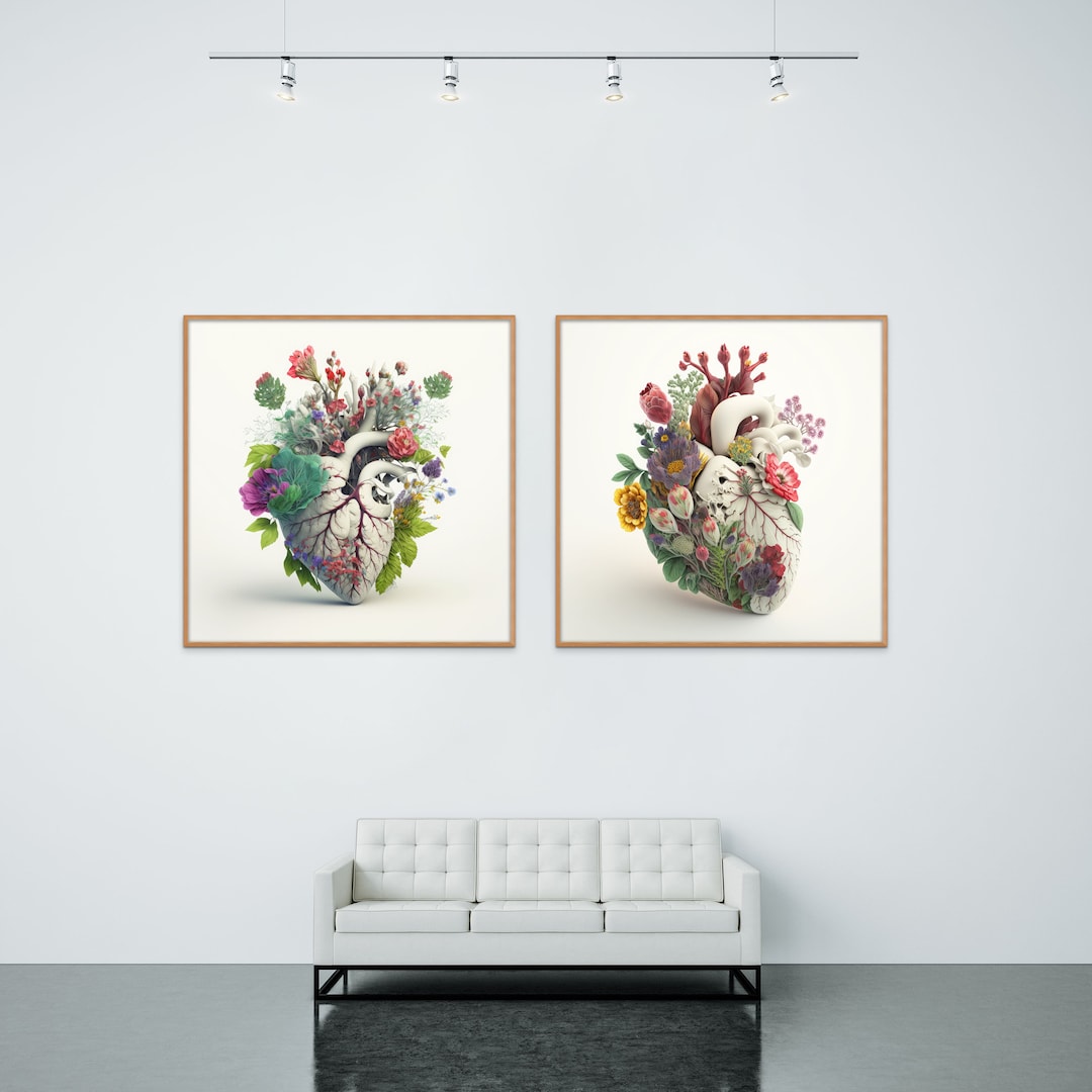 Flower Heart Print Heart of Flowers Printable Brain of Flowers - Etsy