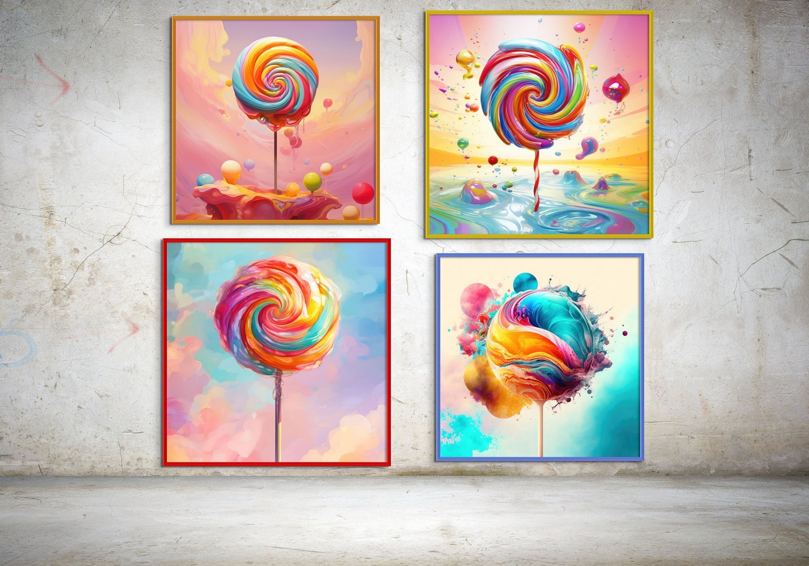 Lollipop Print Colorful Lollipop Food Poster Kitchen Wall Art Lolli ...