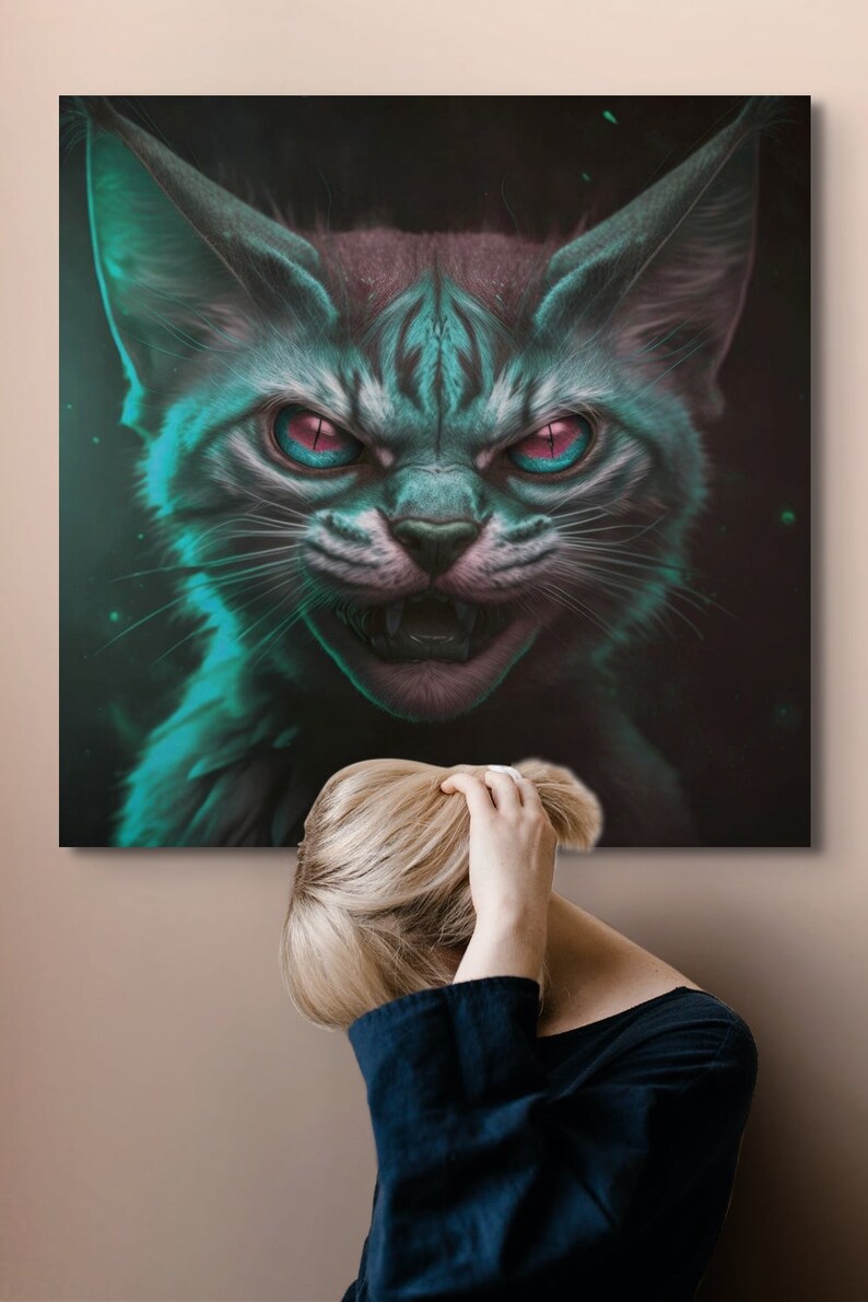 Halloween Cat Printable Angry Cat Print Scary Cat Portrait All Hallows ...