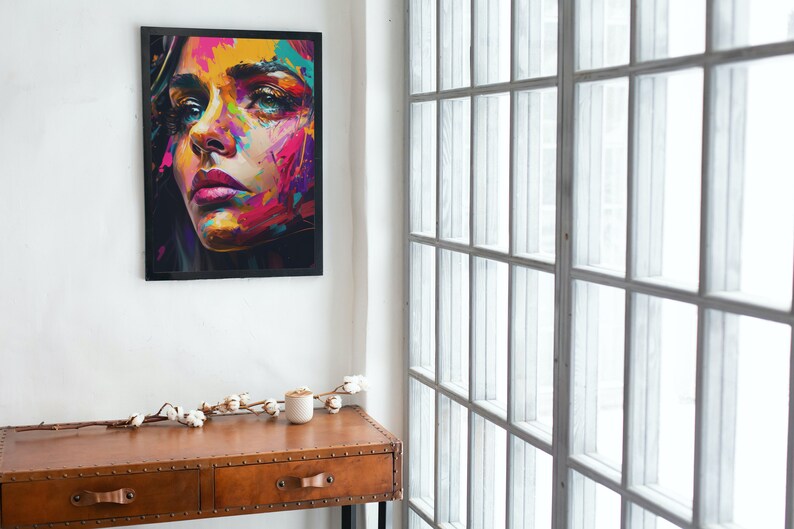 Colorful Woman Portrait Wall Art Print Abstract Girl Poster - Etsy