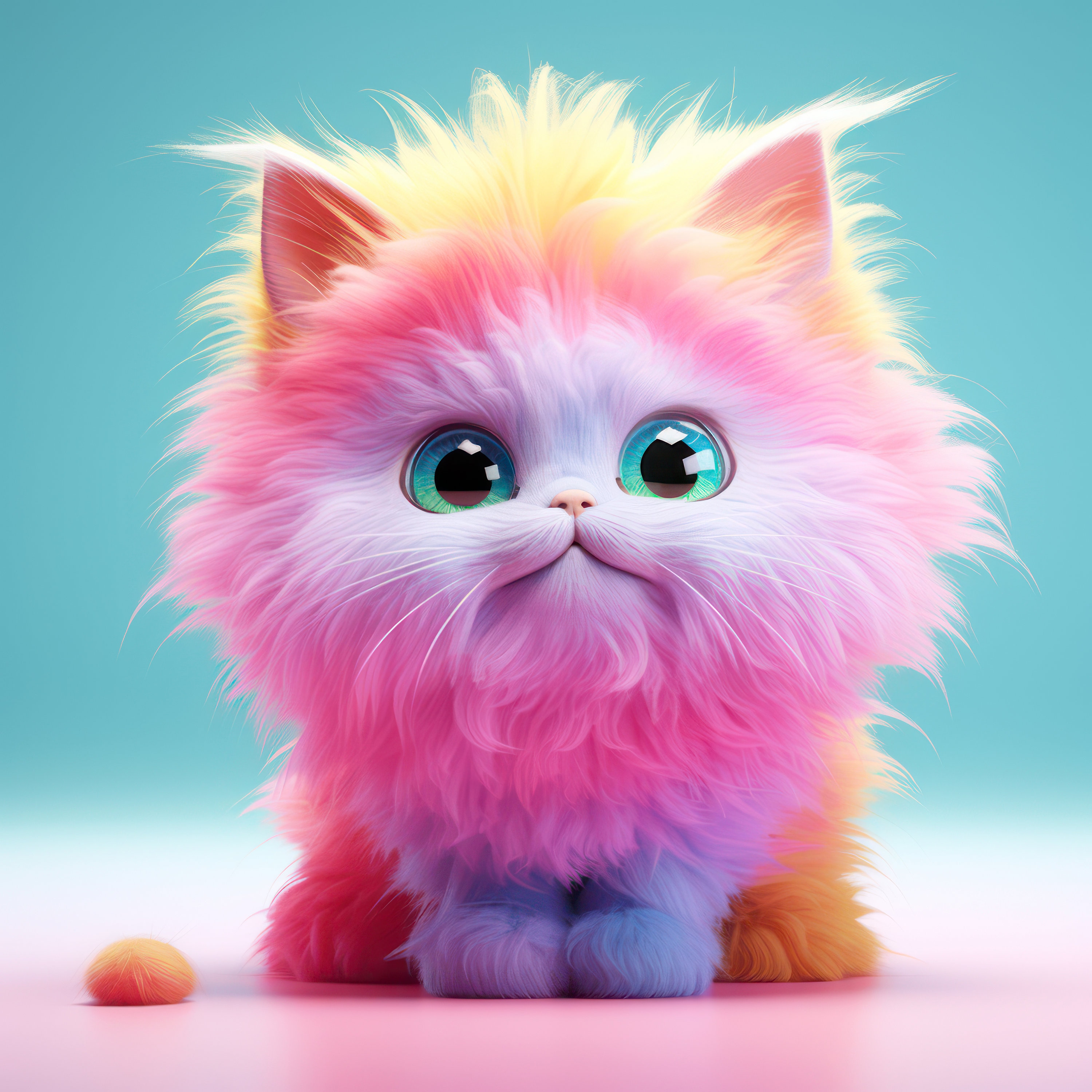 Colorful Cat Printable Cartoon Cat Print Cute Cat Wall Art Pink Cat ...