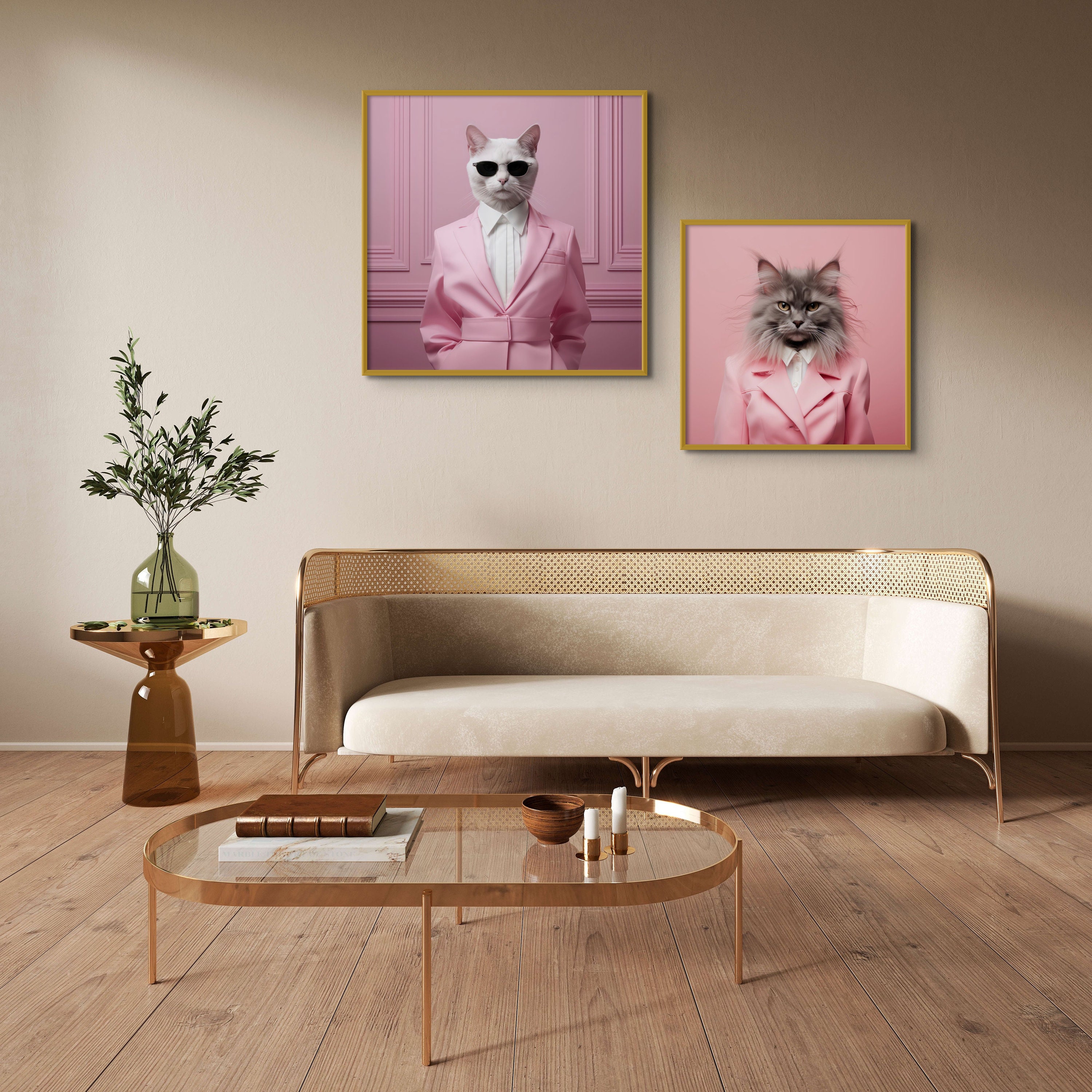 Cat Portrait Printable Colorful Cat Print Pastel Cat in - Etsy