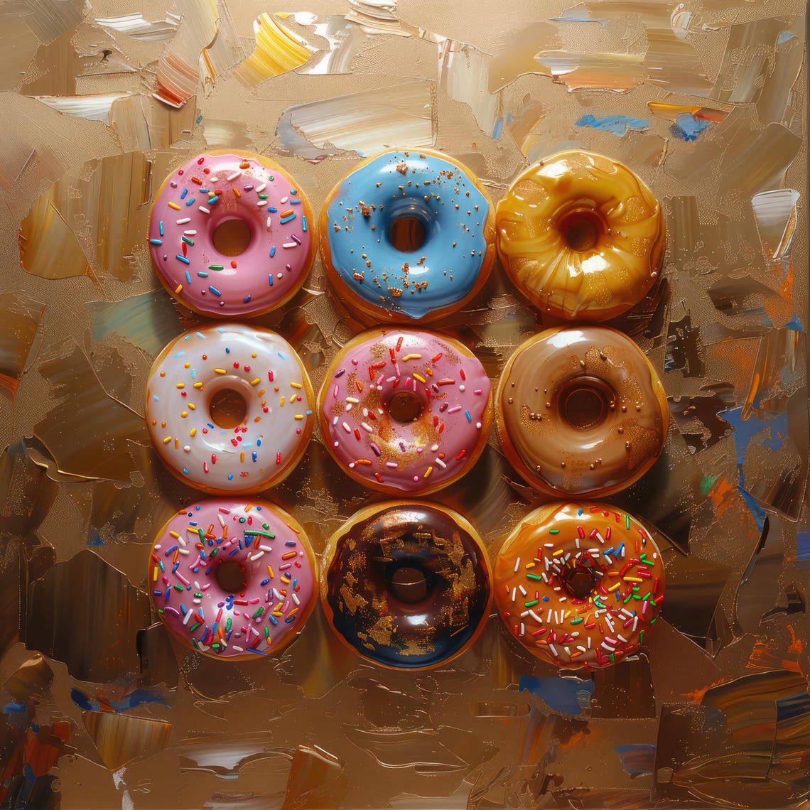 Colorful Donut Print Donut Printable Pastry Patisserie Wall Art Kitchen ...