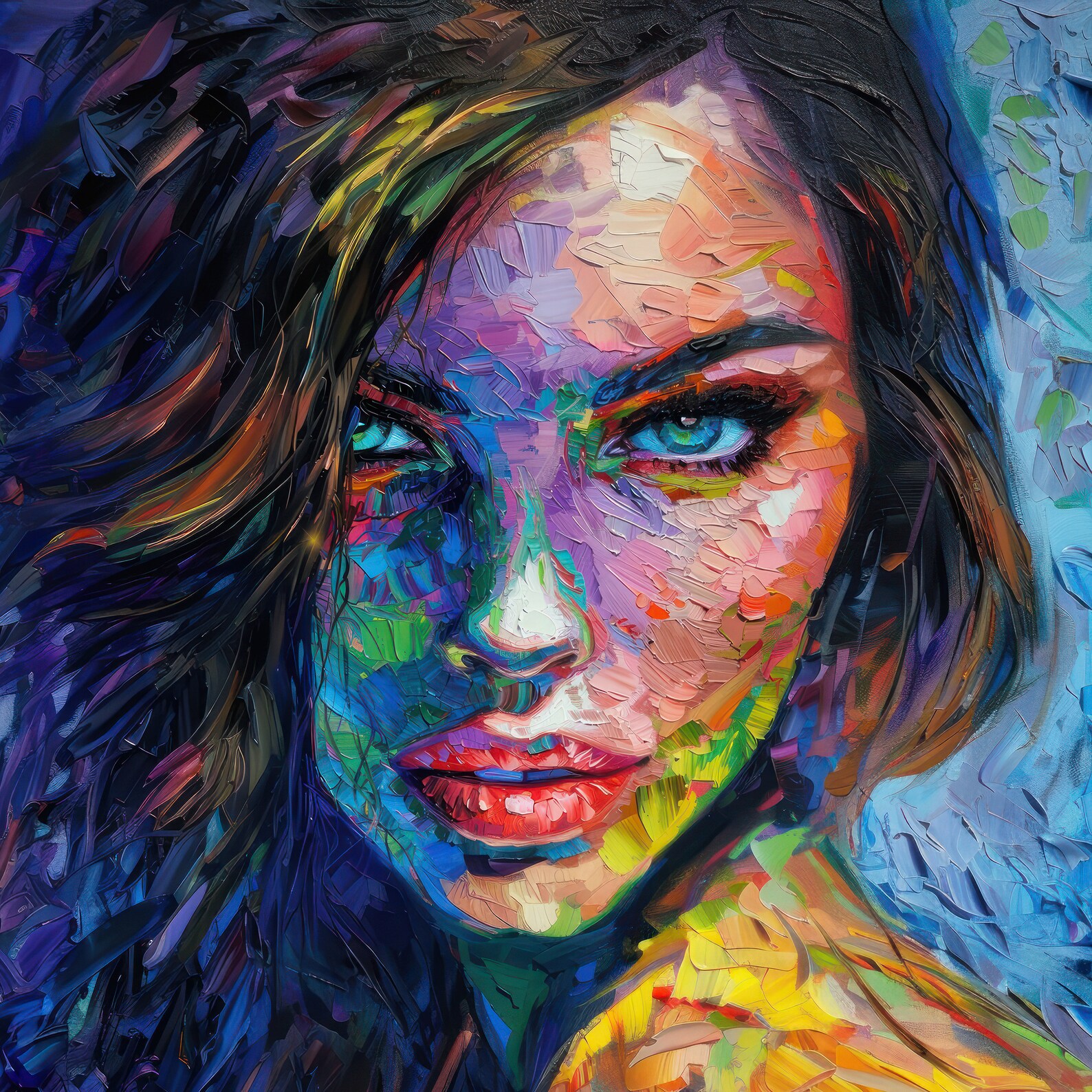 Woman Portrait Print Woman Face Printable Wall Art Painting Female Face ...