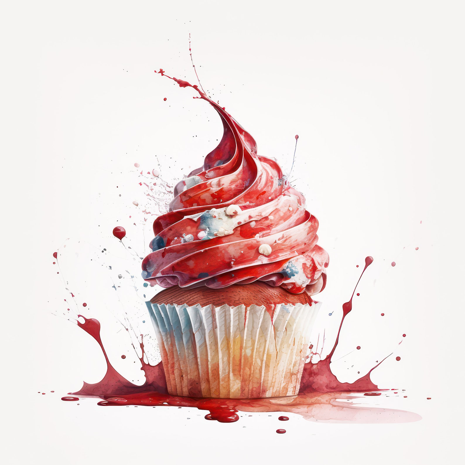 Cupcake Print Red Velvet Cupcake Printable Pastry Wall Art Patisserie ...