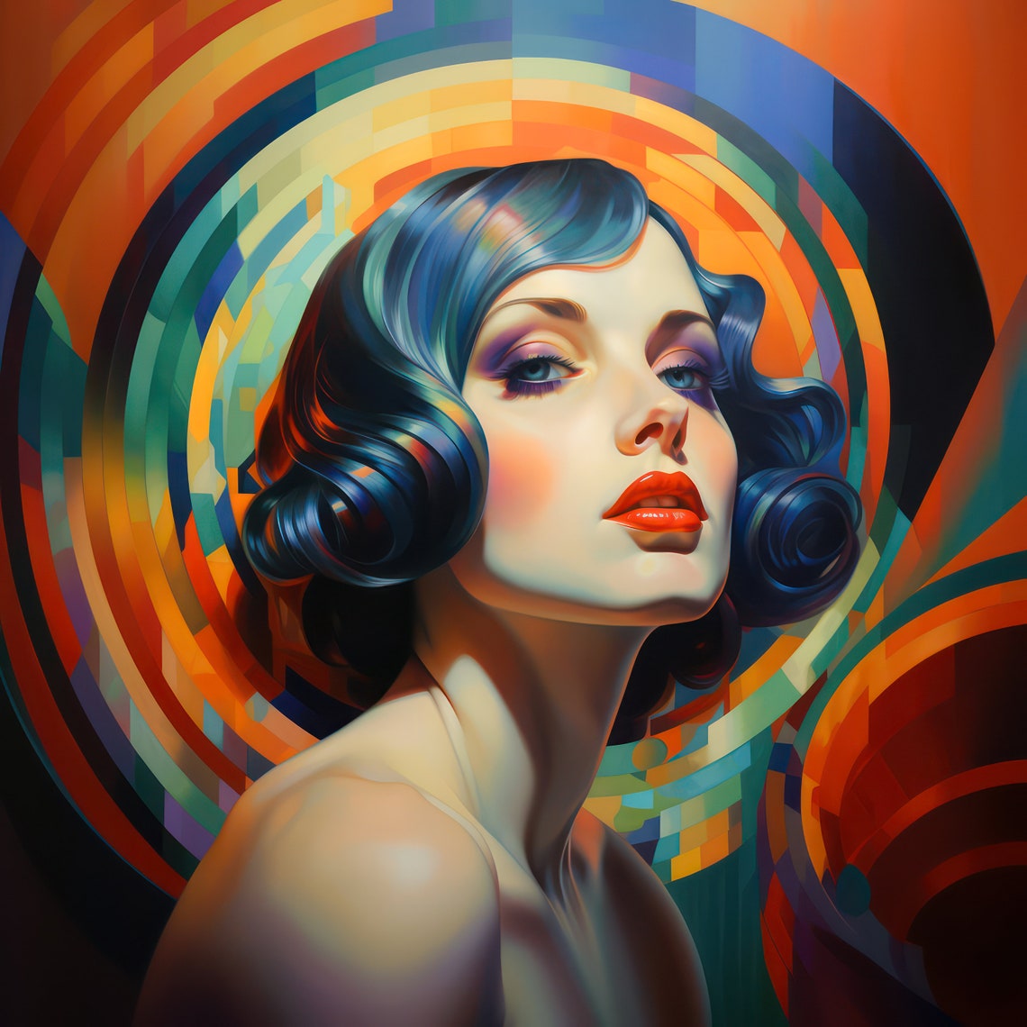 Colorful Woman Portrait Woman Face Wall Art Print Girl Poster - Etsy