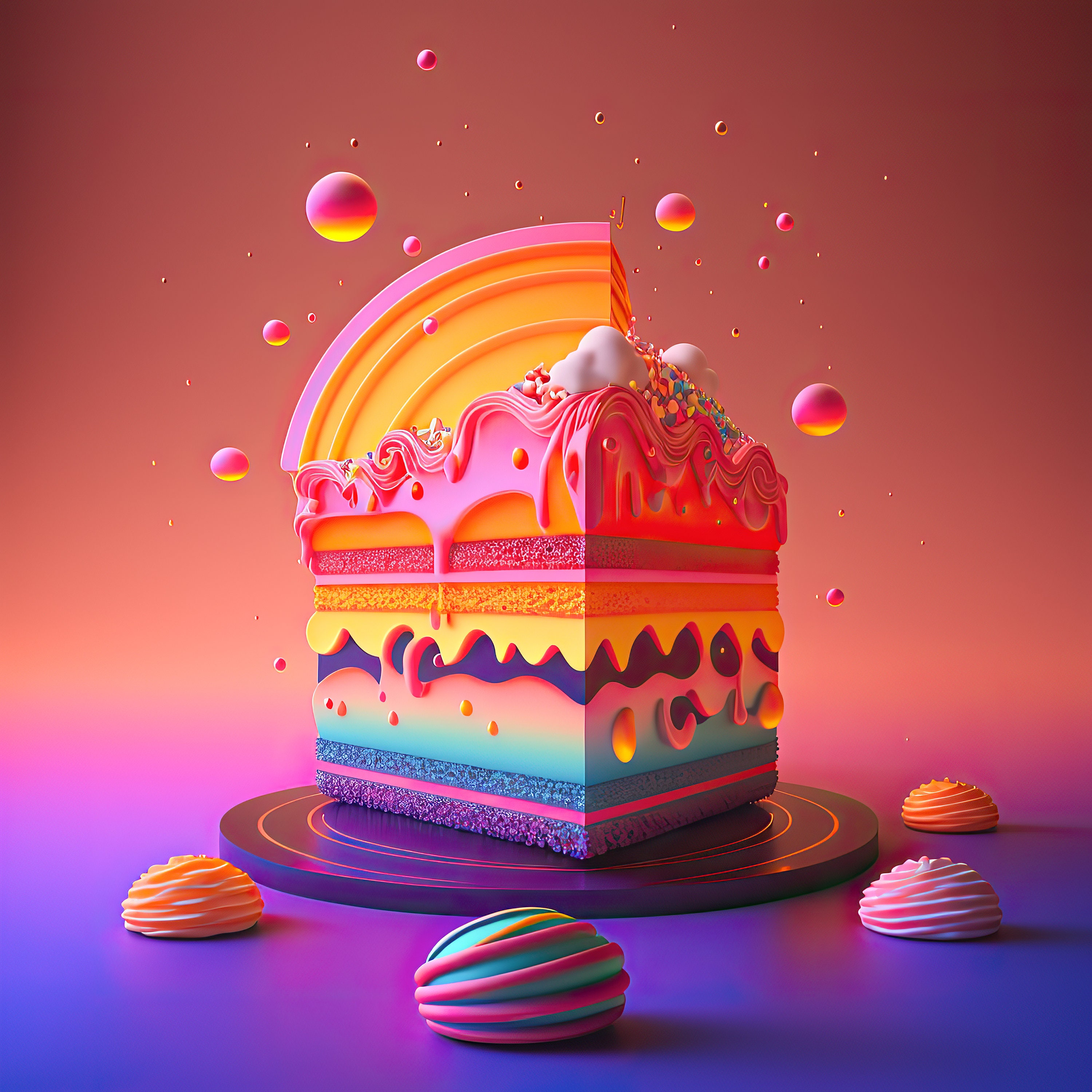 Colorful Cake Print, Colorful Cake Printable, Pastry Patisserie Wall ...