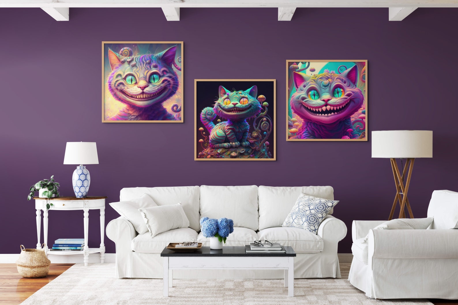 Cheshire Cat Art, Colorful Cat Poster, Cheshire Cat Printable, Cat ...