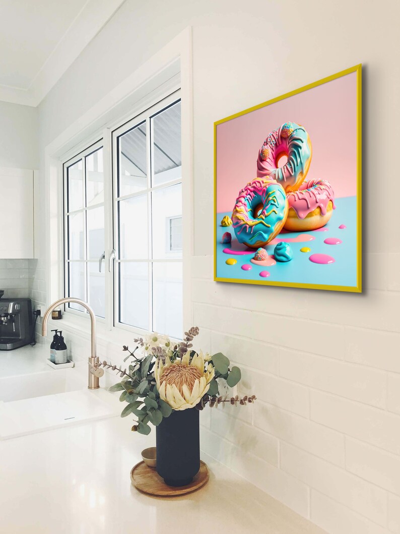 Colorful Donut Print Donut Printable Pastry Patisserie Wall Art Kitchen ...