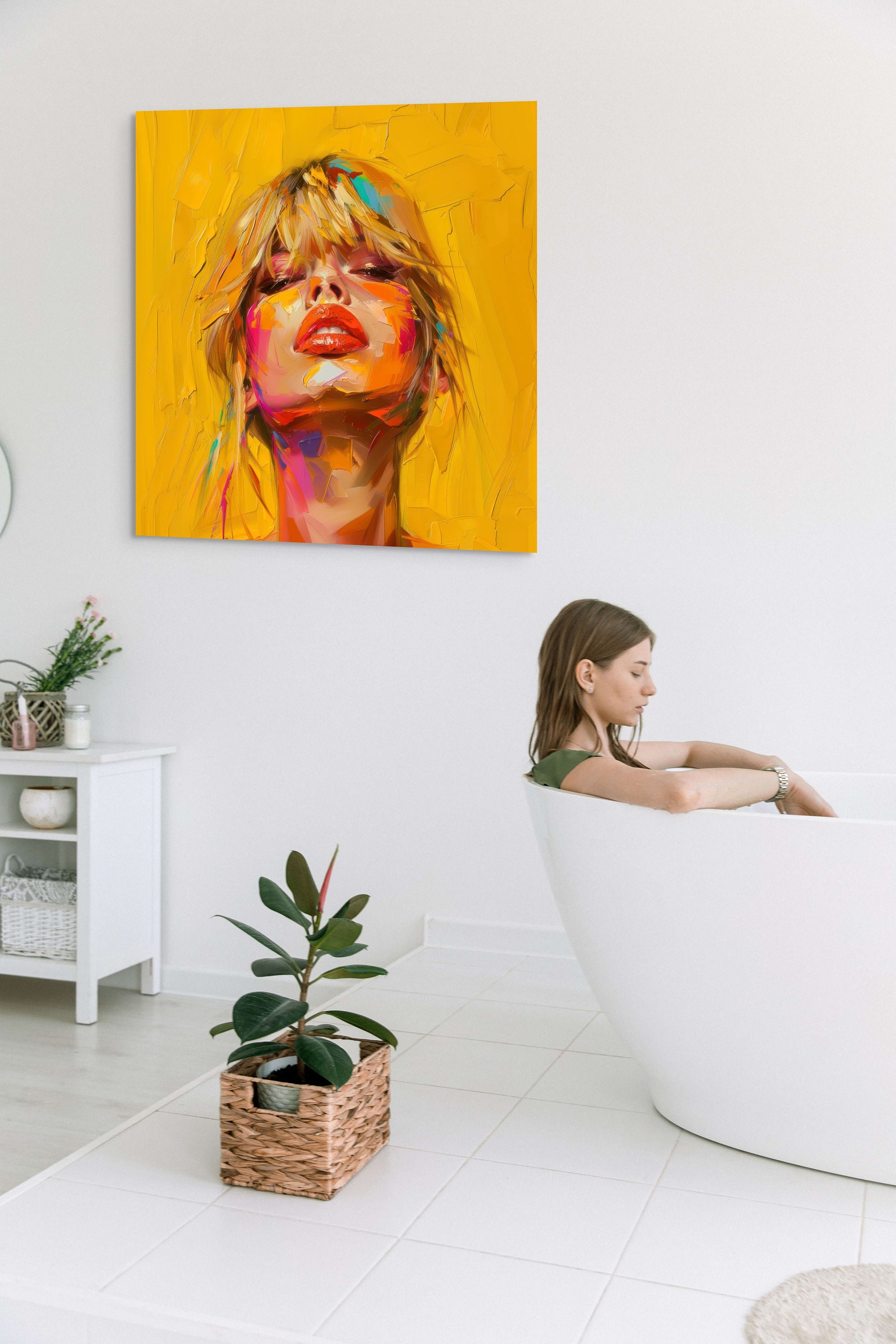 Woman Portrait Print Woman Face Printable Wall Art Painting Female Face ...