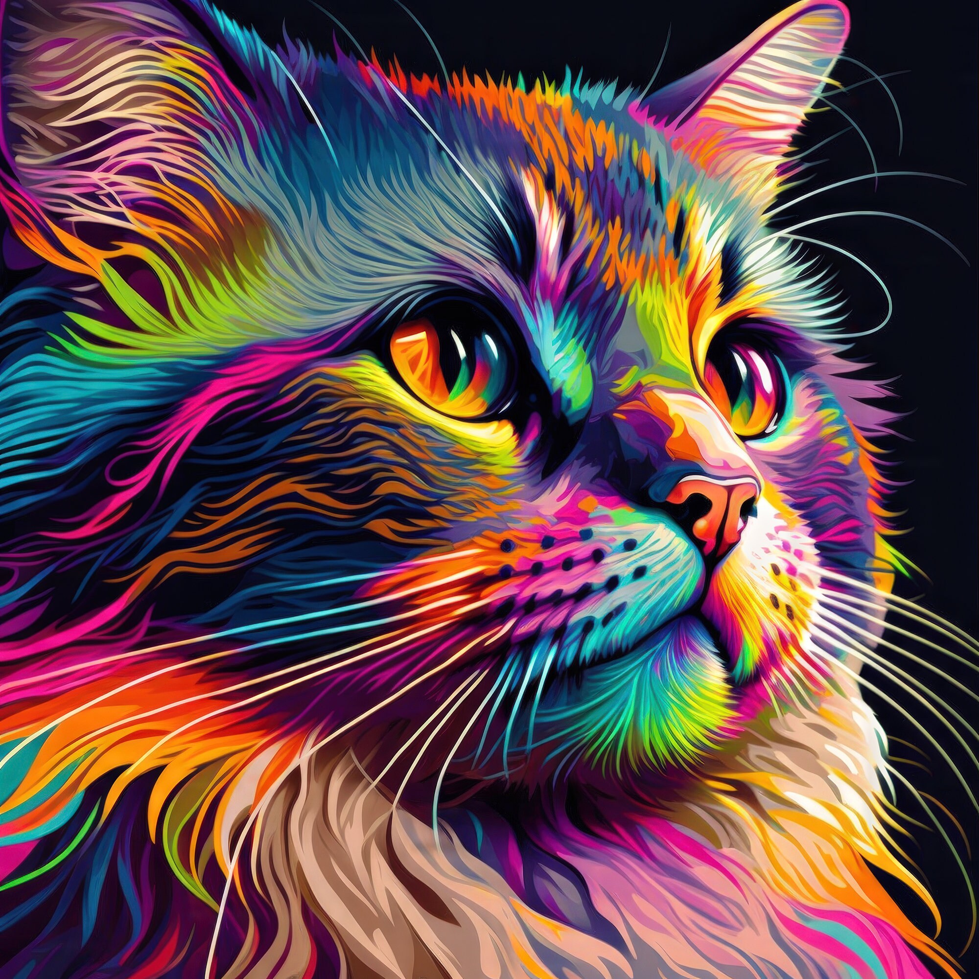 Colorful Cat Printable Colorful Cat Print Cat Wall Art Cat - Etsy