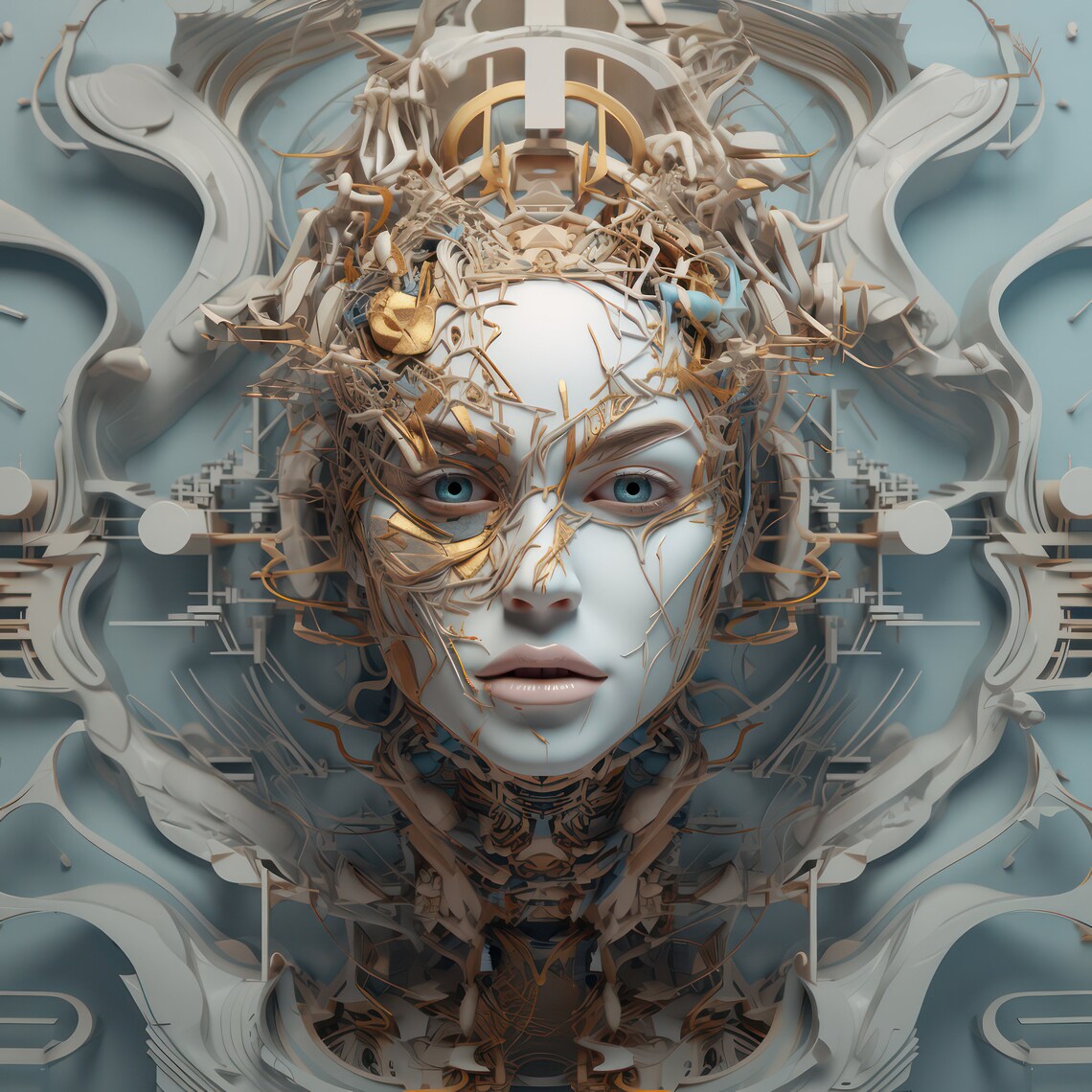 Woman Portrait Woman Face Printable Print Female Face Poster Girl Robot ...