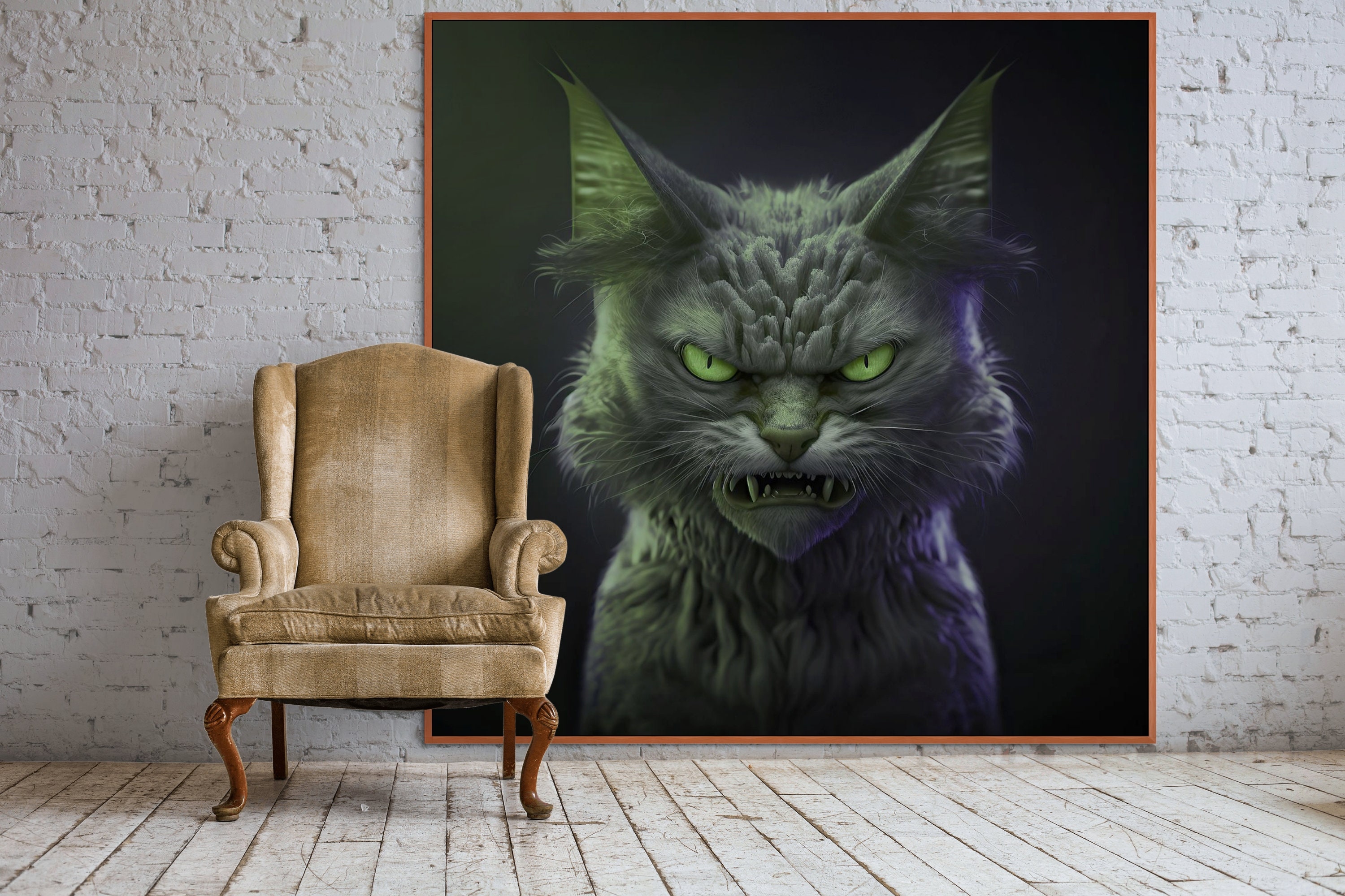 Halloween Cat Printable Angry Cat Print Scary Cat Portrait All Hallows ...