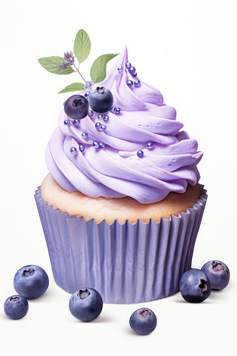 Cupcake Print Lavender Cupcake Printable Berry Pastry Wall Art ...