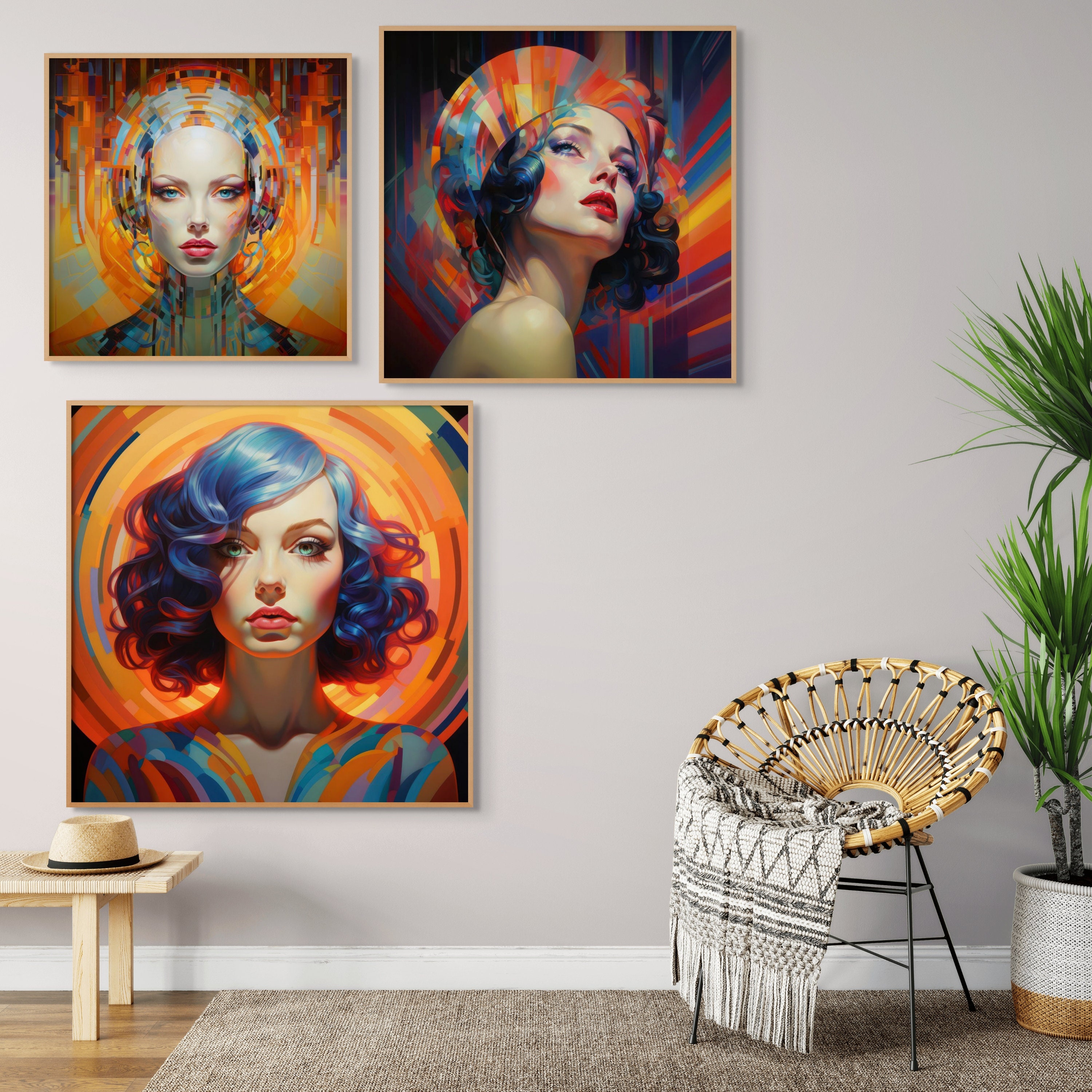 Colorful Woman Portrait Woman Face Wall Art Print Girl Poster - Etsy