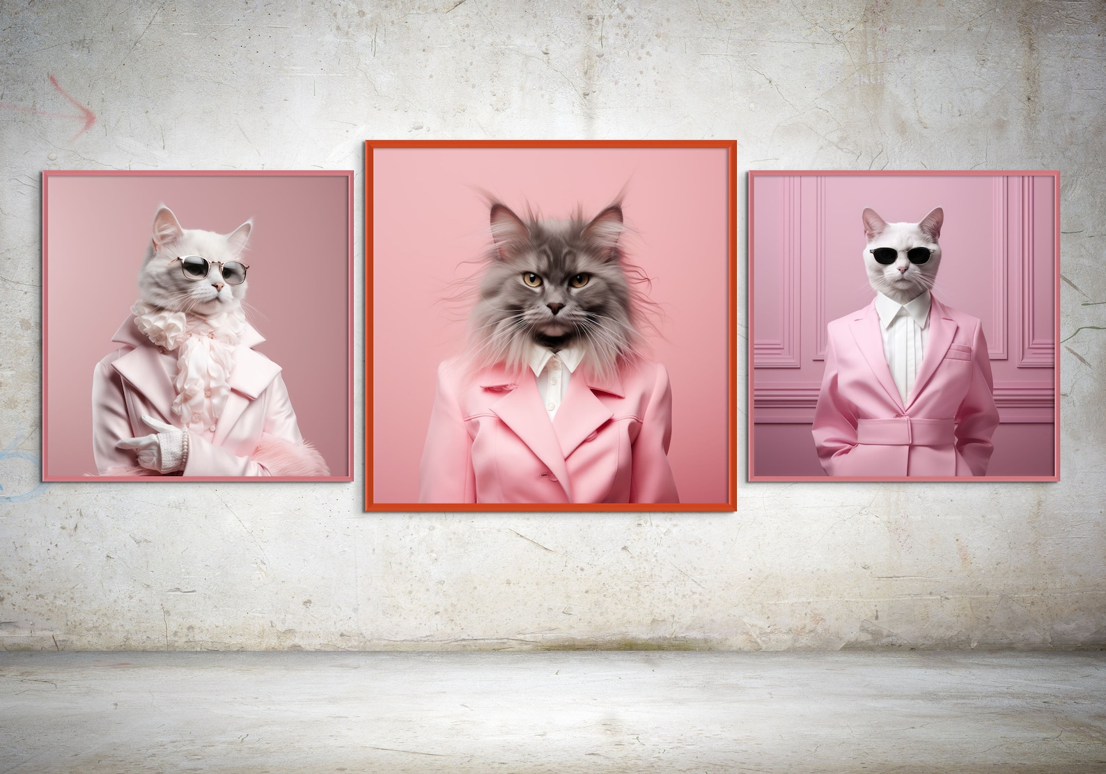 Cat Portrait Printable Colorful Cat Print Pastel Cat in - Etsy