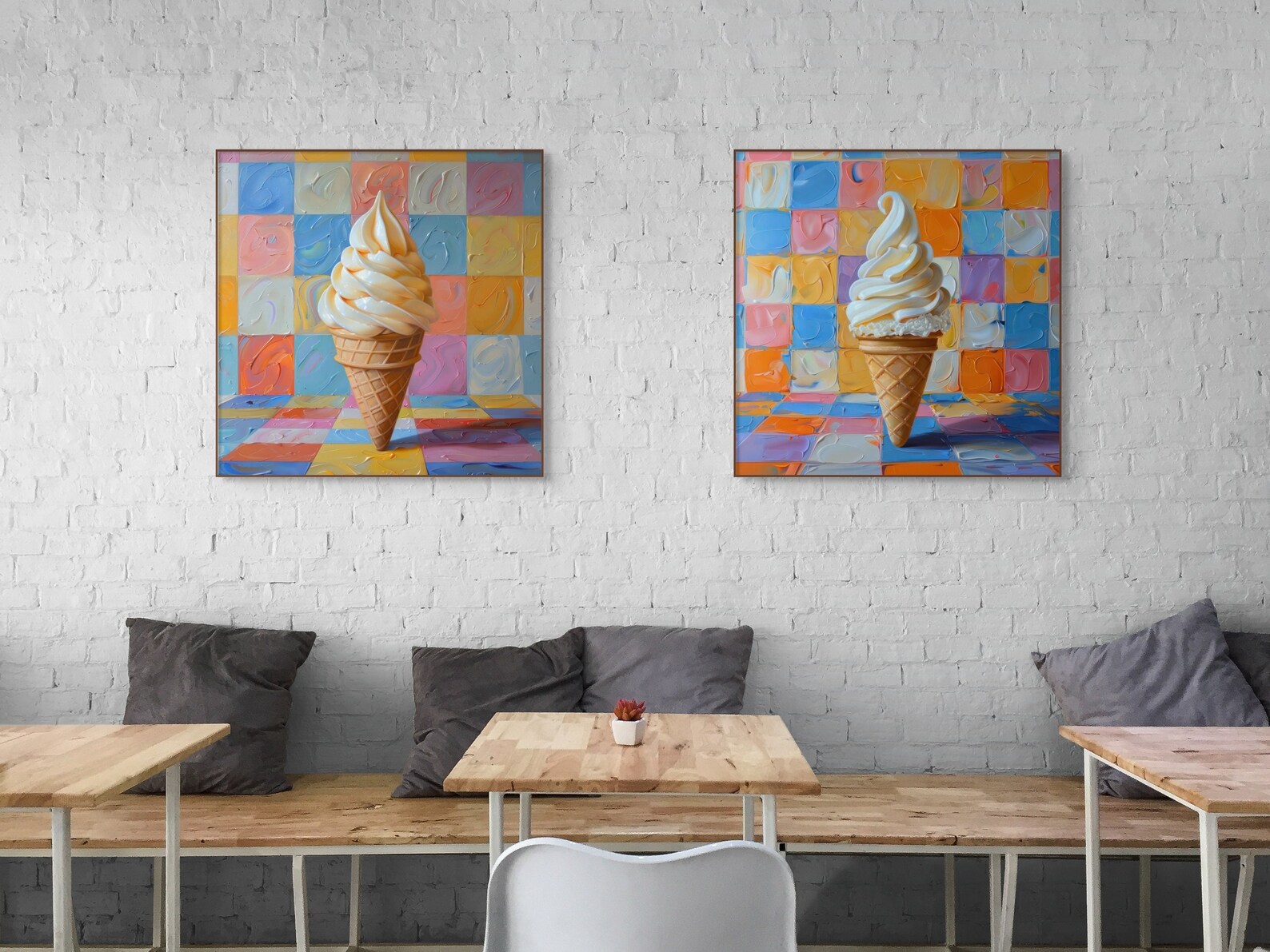 Ice Cream Print Colorful Food Poster Kitchen Wall Art Whimsical Gelato ...