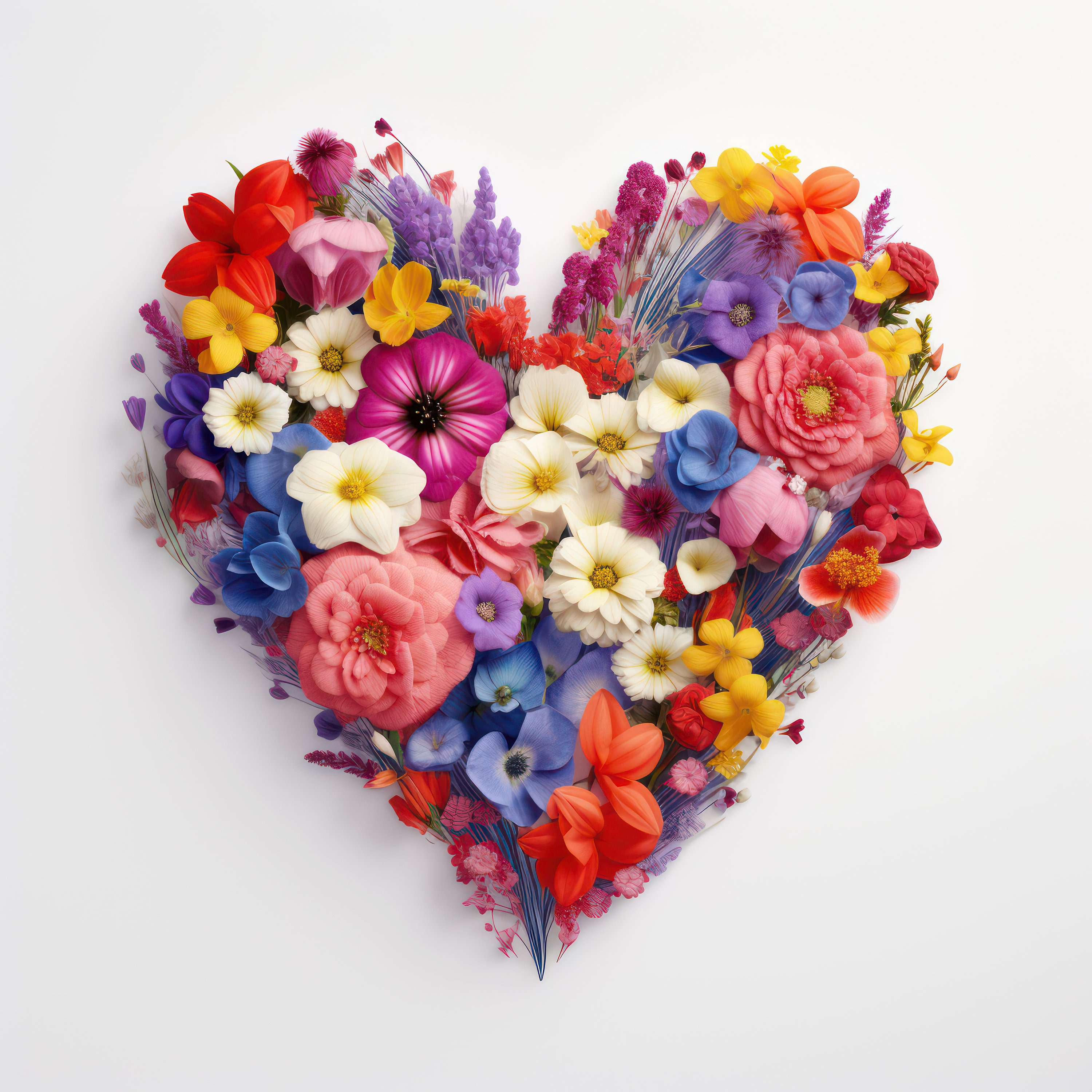 Flower Heart Print Heart of Flowers Printable Heart Poster AI Art Wall ...