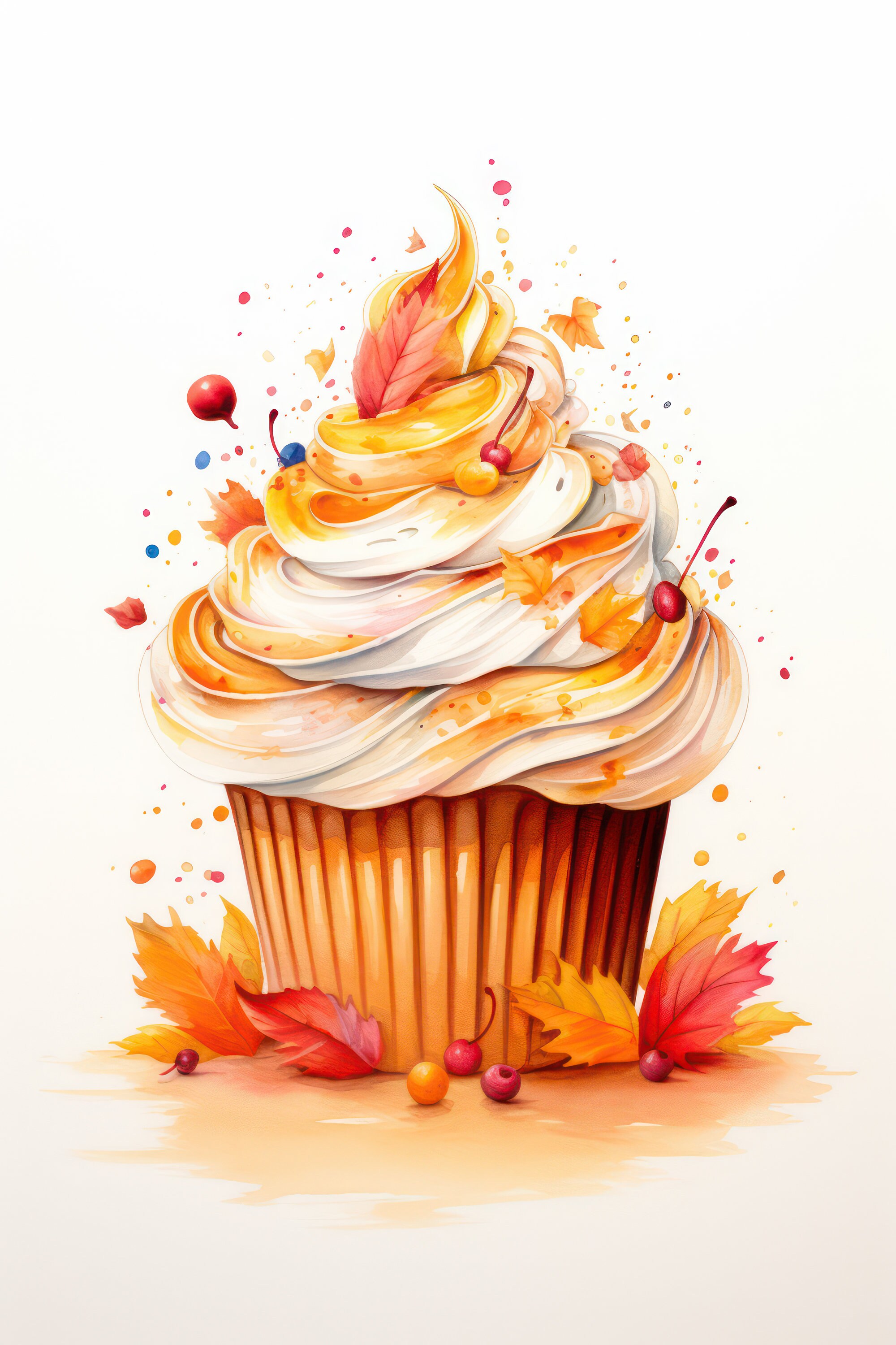 Cupcake Print Pumpkin Cupcake Printable Pastry Wall Art Patisserie ...