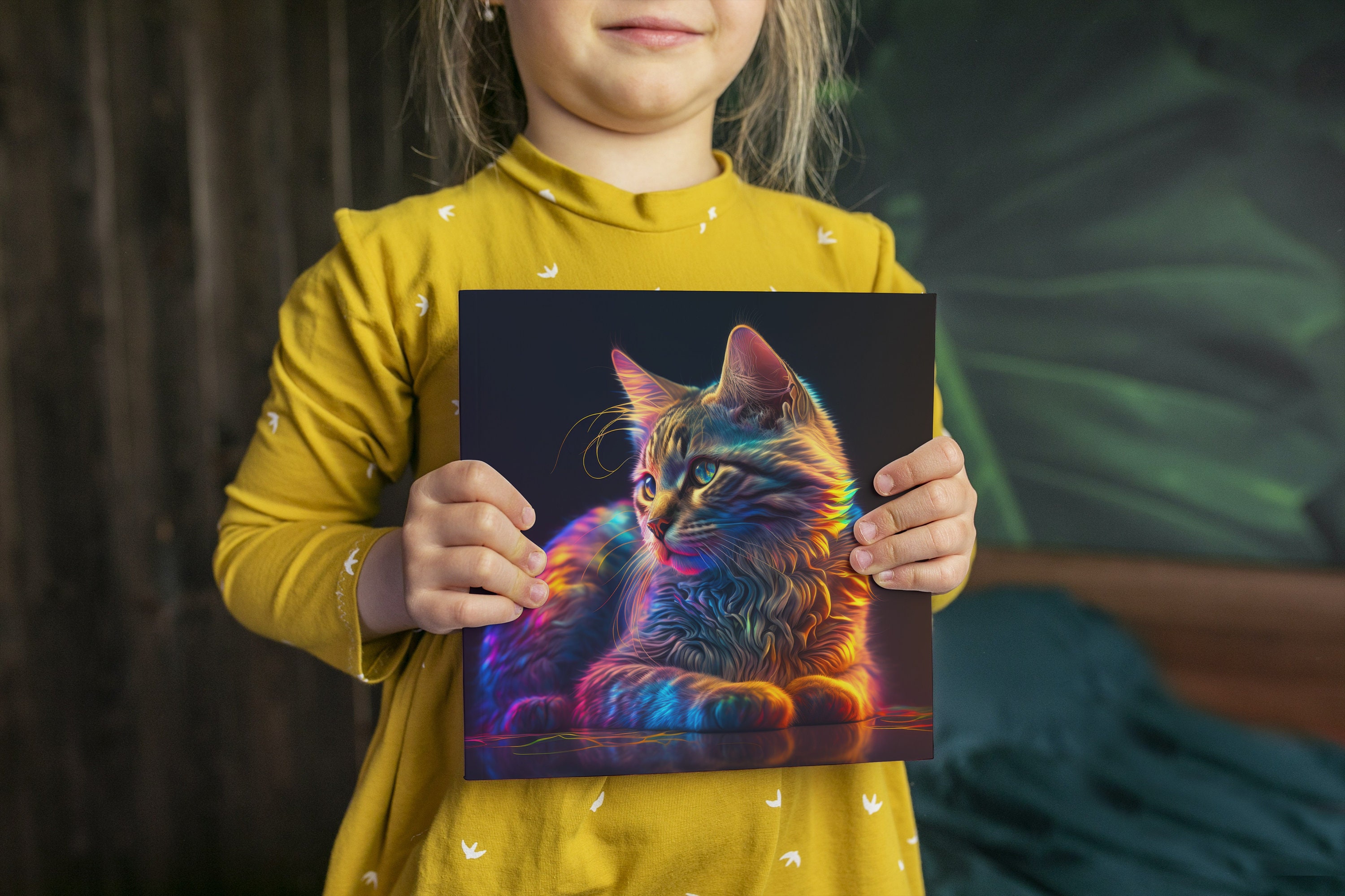 Colorful Cat Printable, Colorful Cat Print, Cat Wall Art, Cat Portrait ...