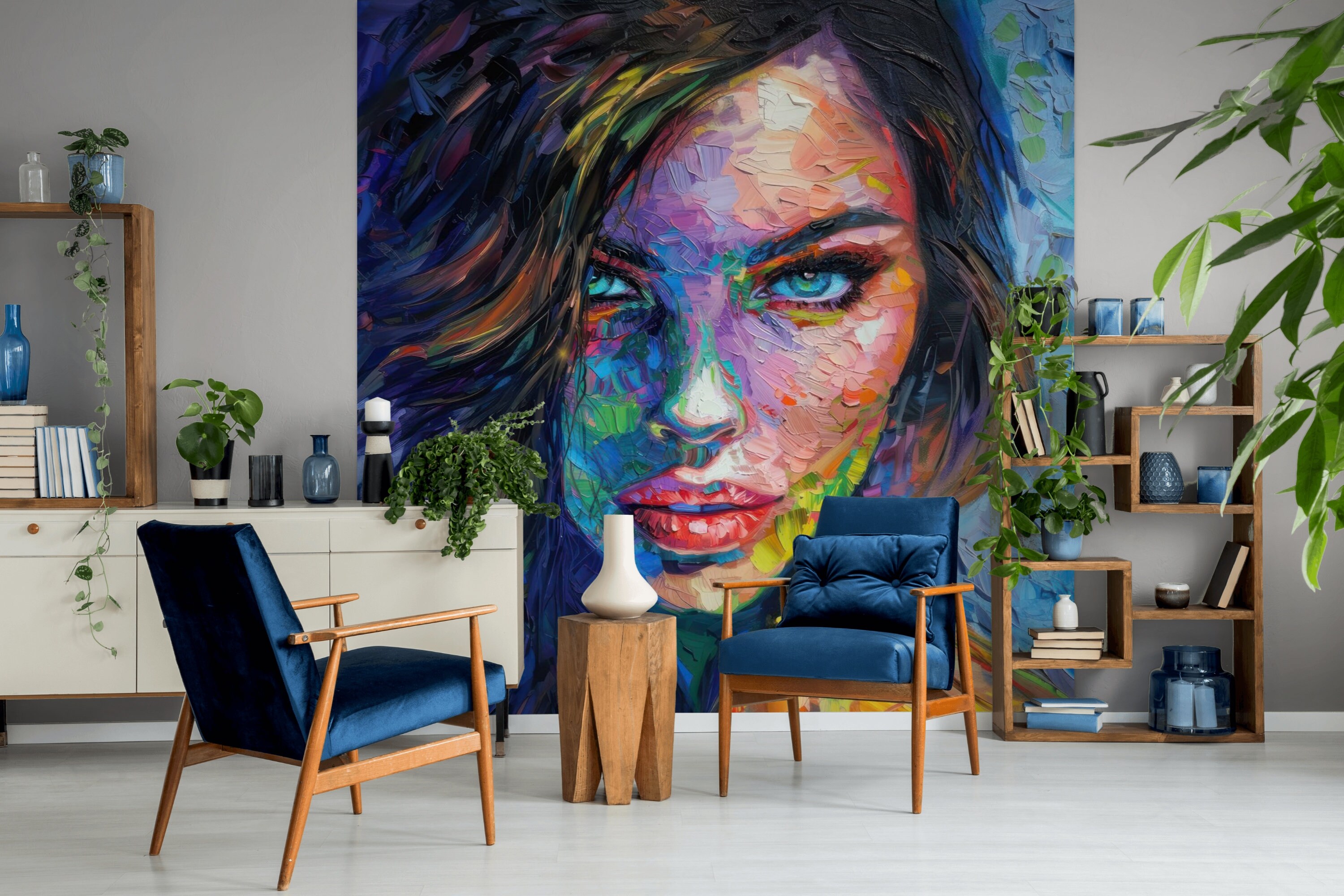 Woman Portrait Print Woman Face Printable Wall Art Painting Female Face ...