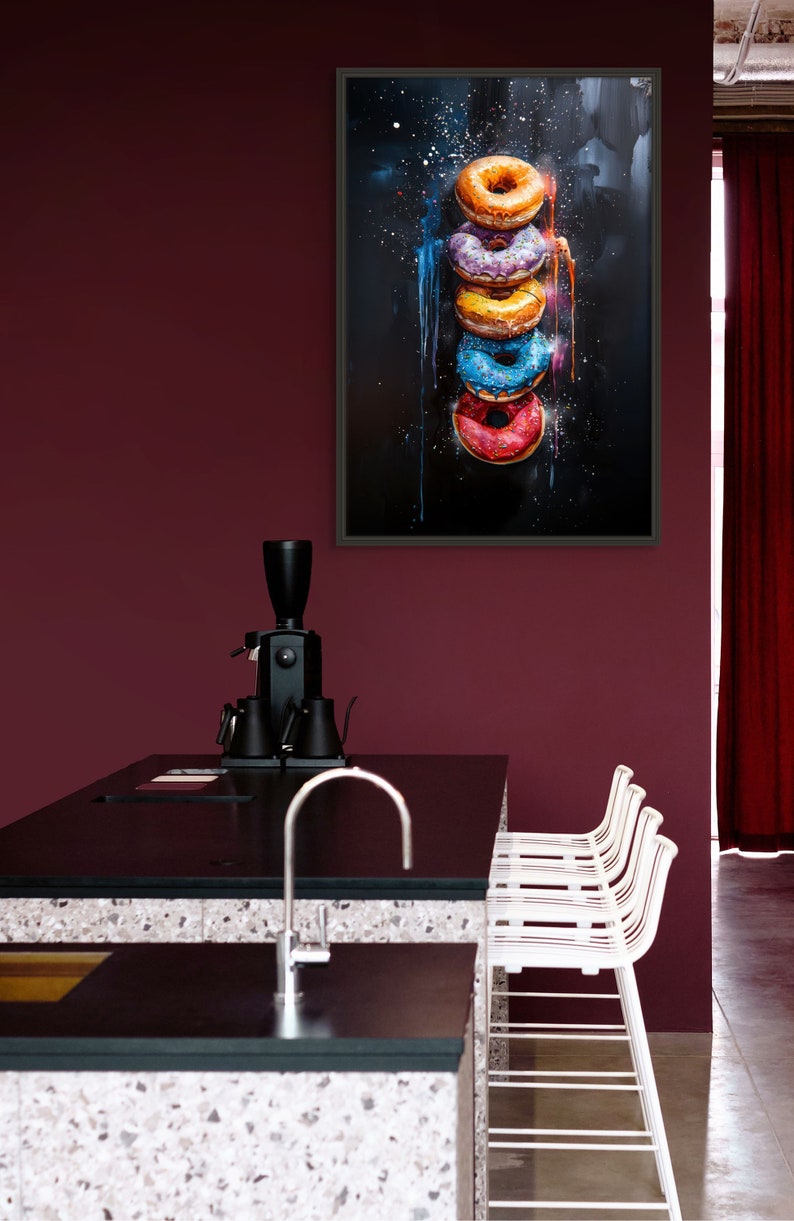 Colorful Donut Print Donut Printable Pastry Patisserie Wall Art Kitchen ...