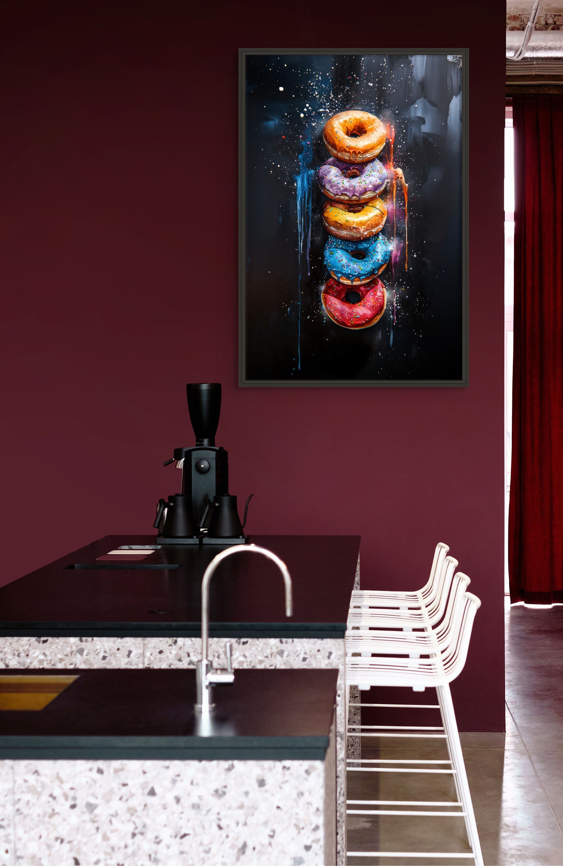 Colorful Donut Print Donut Printable Pastry Patisserie Wall Art Kitchen ...