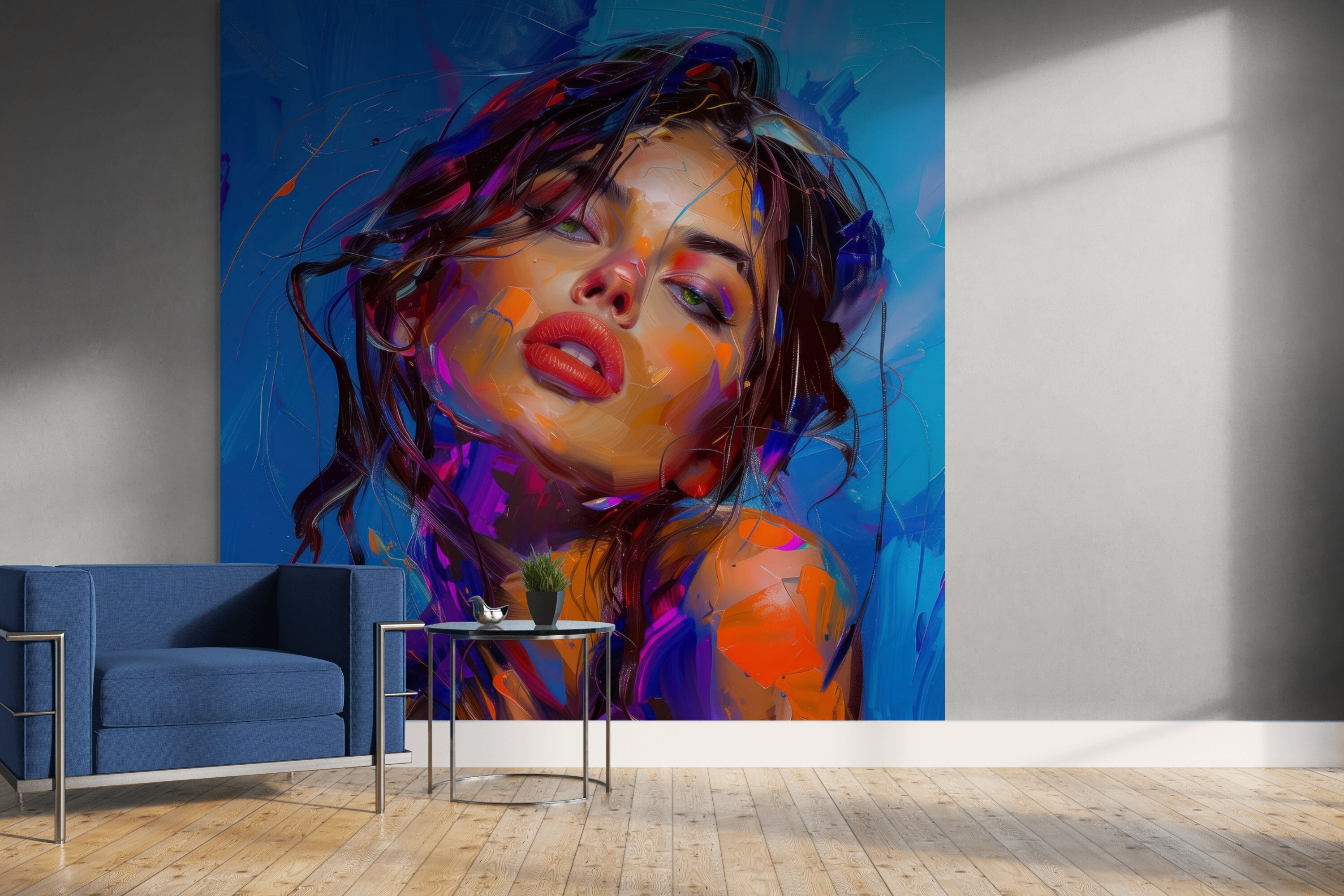 Woman Portrait Print Woman Face Printable Wall Art Painting Female Face ...