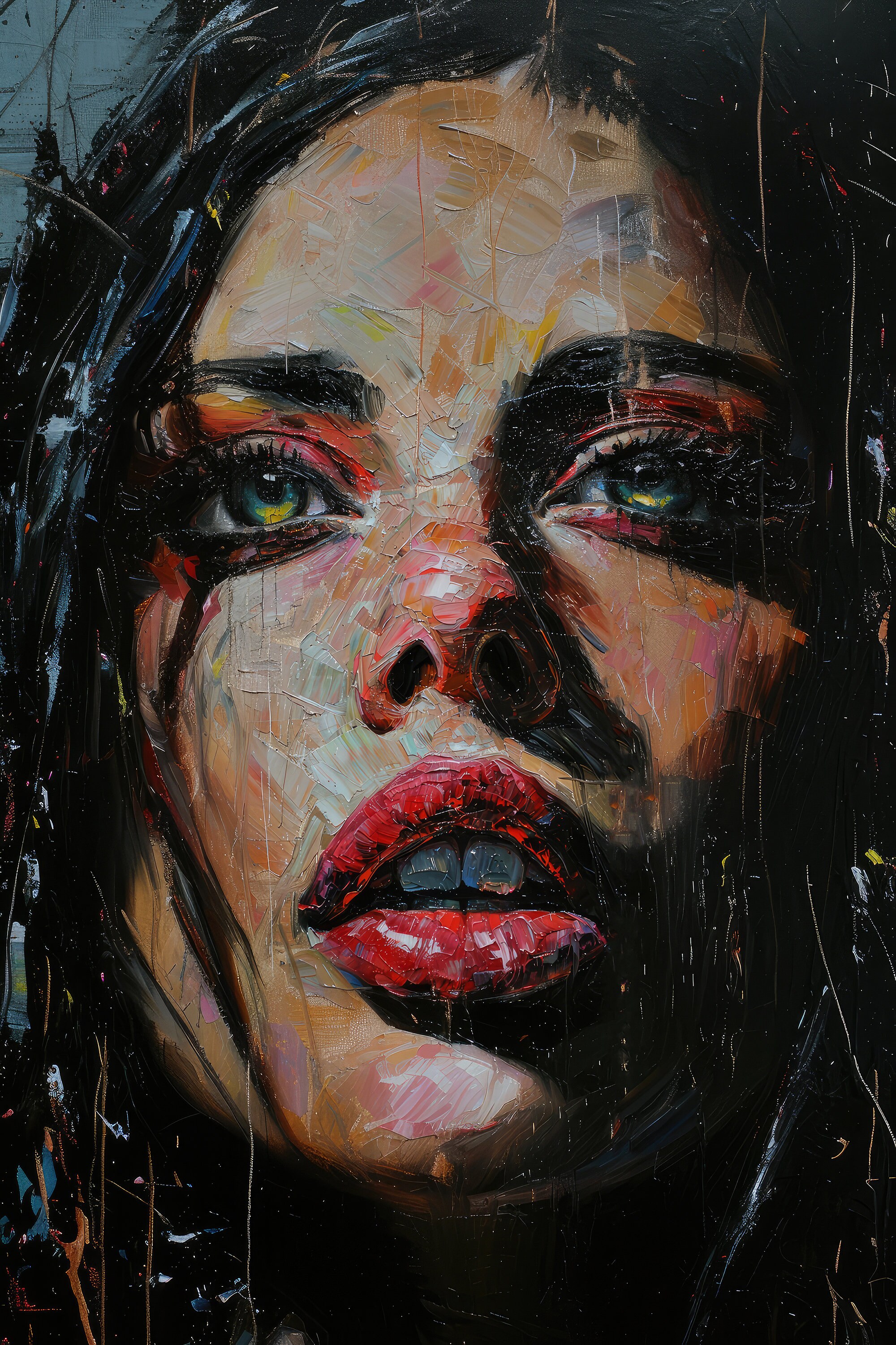 Woman Portrait Print Woman Face Printable Wall Art Painting Female Face ...