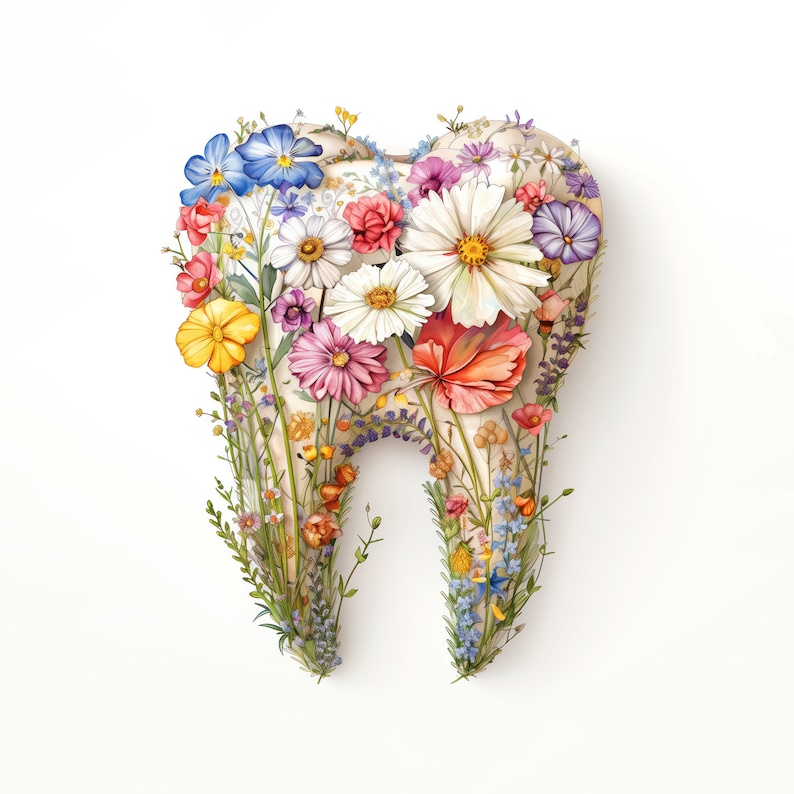 Tooth Print Dental Printable Dentist Office Wall Art Organ Drawing ...