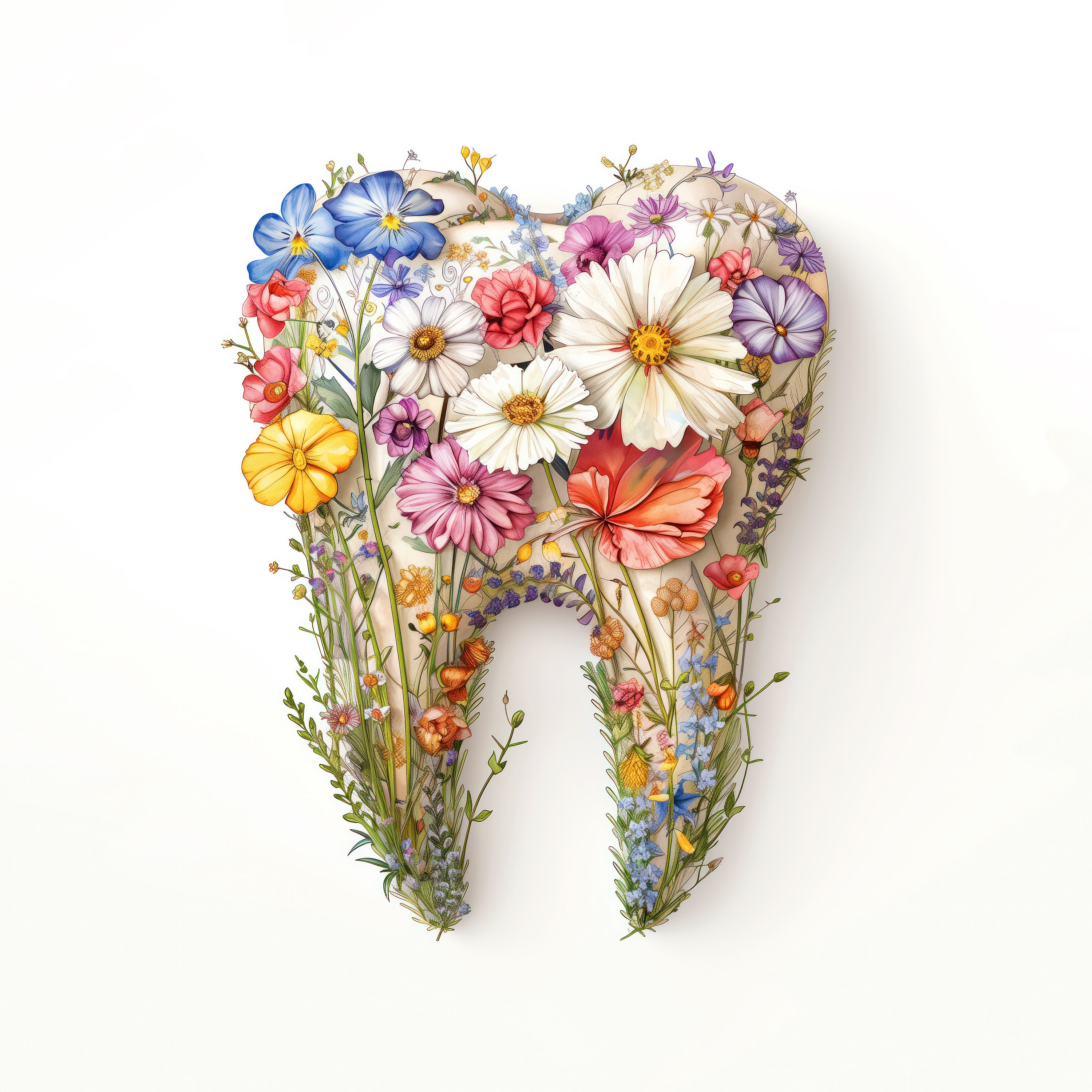 Tooth Print Dental Printable Dentist Office Wall Art Organ Drawing ...