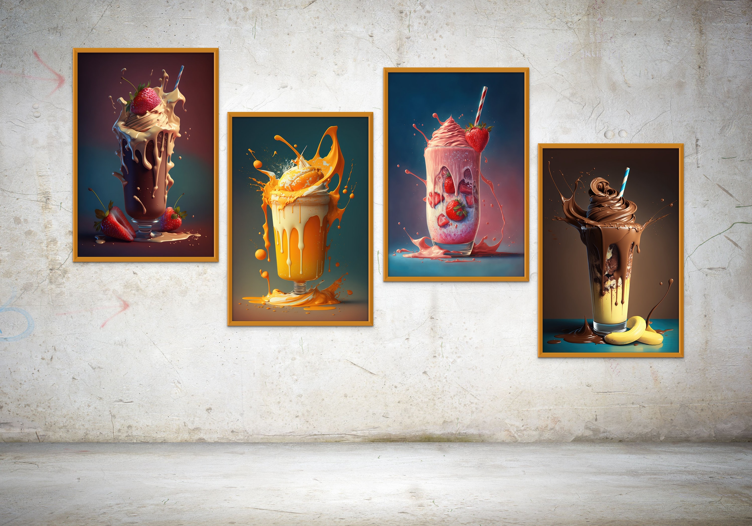 Smoothie Print Smoothie Printable Strawberry Chocolate Banana - Etsy