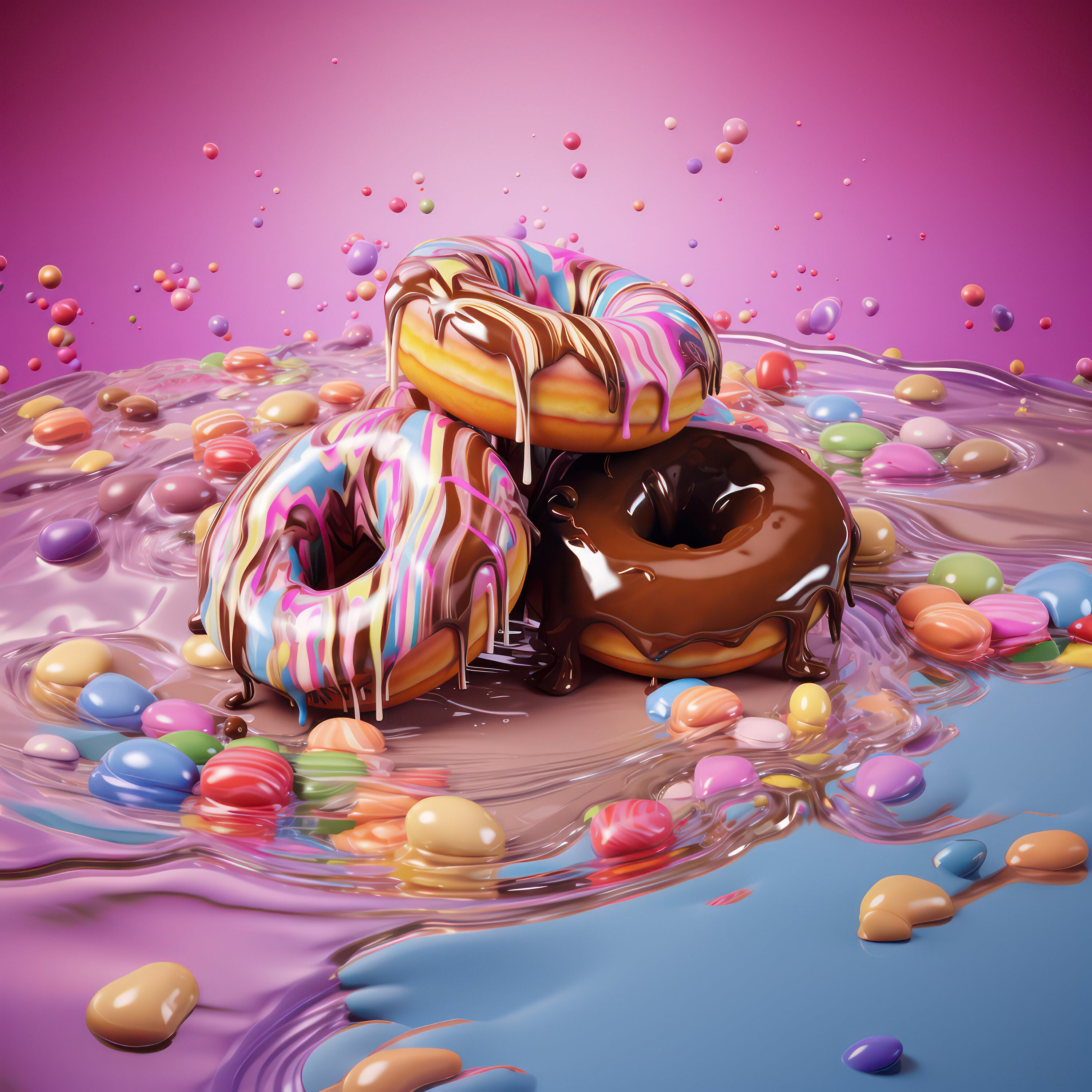 Colorful Donut Print Donut Printable Pastry Patisserie Wall Art Kitchen ...