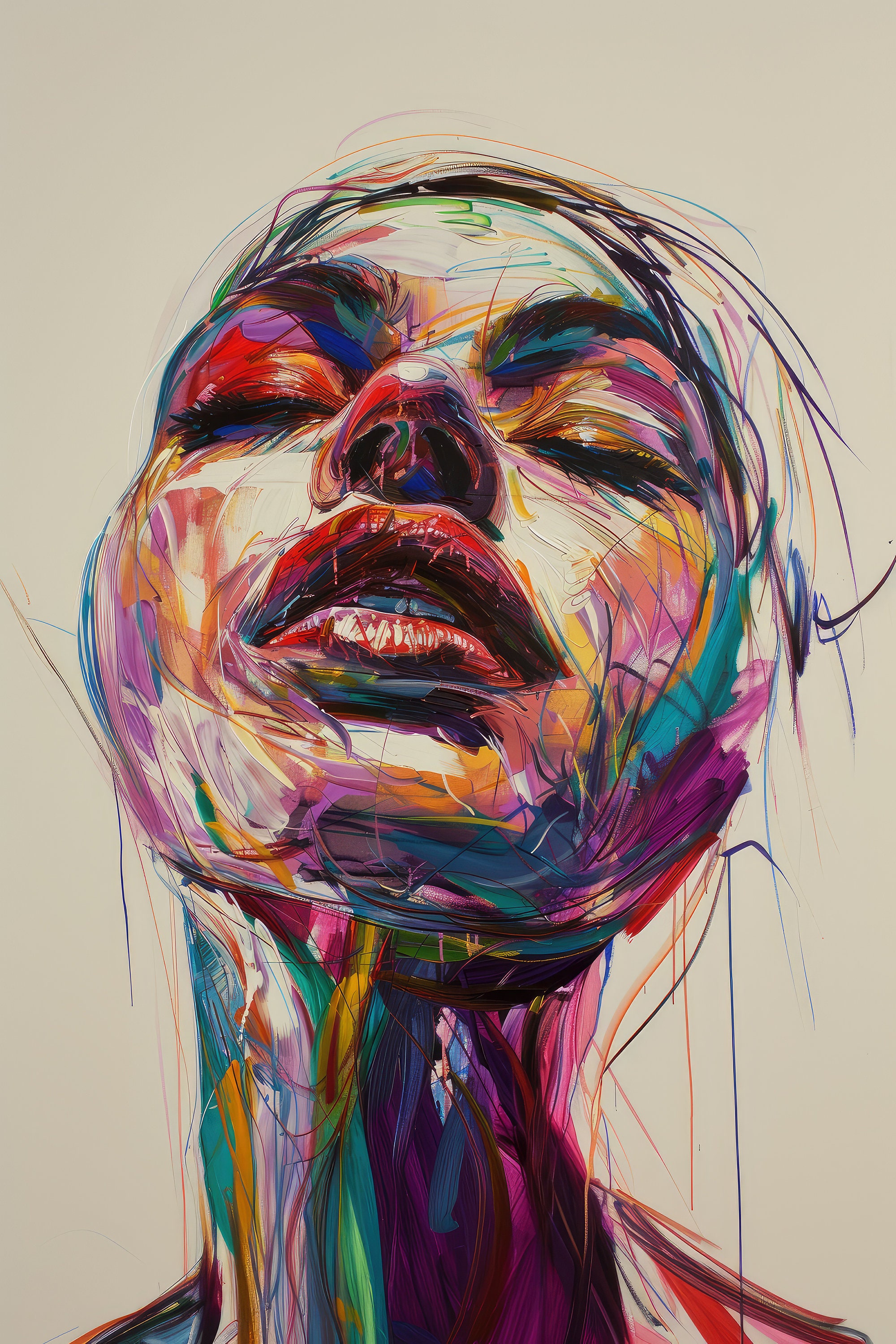 Woman Portrait Print Woman Face Printable Wall Art Painting Female Face ...