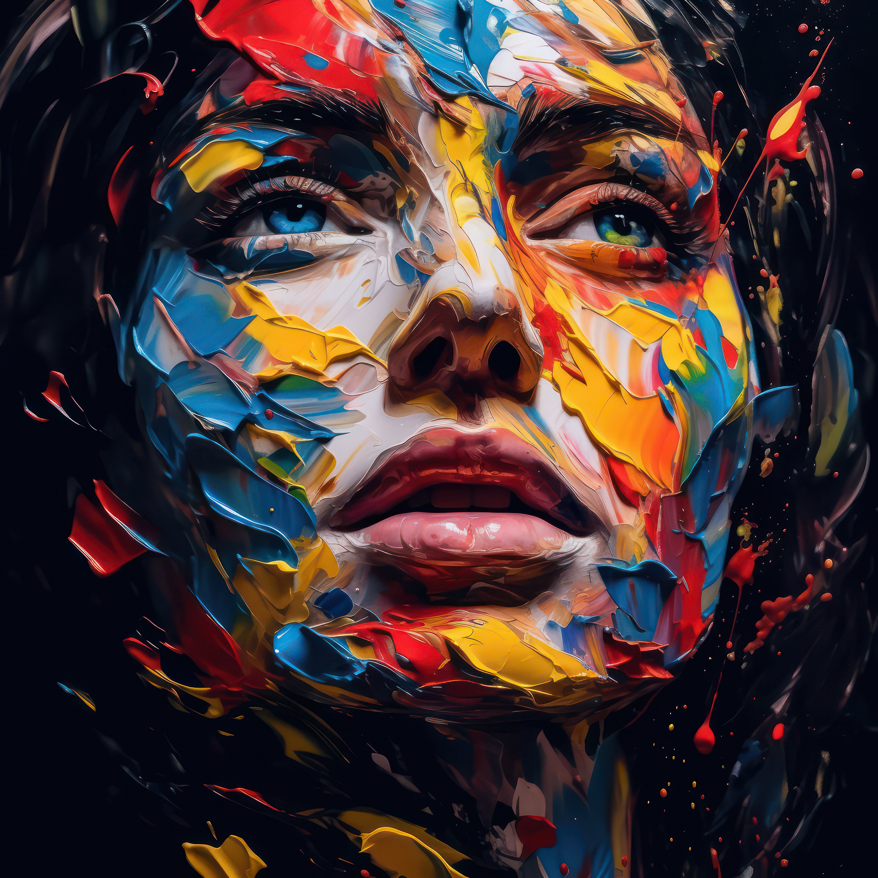 Colorful Woman Portrait Wall Art Print Abstract Girl Poster Home Decor ...