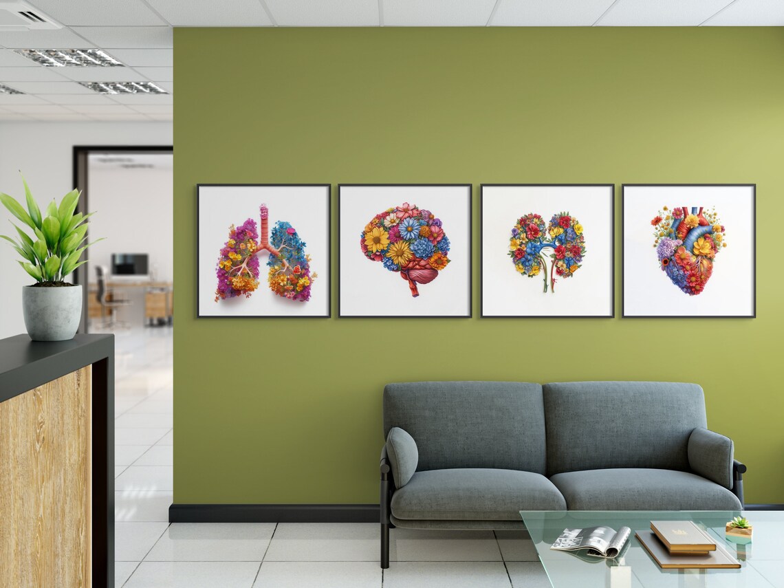 Anatomical Heart Brain Lungs Kidneys Print Anatomy Printable Flower ...