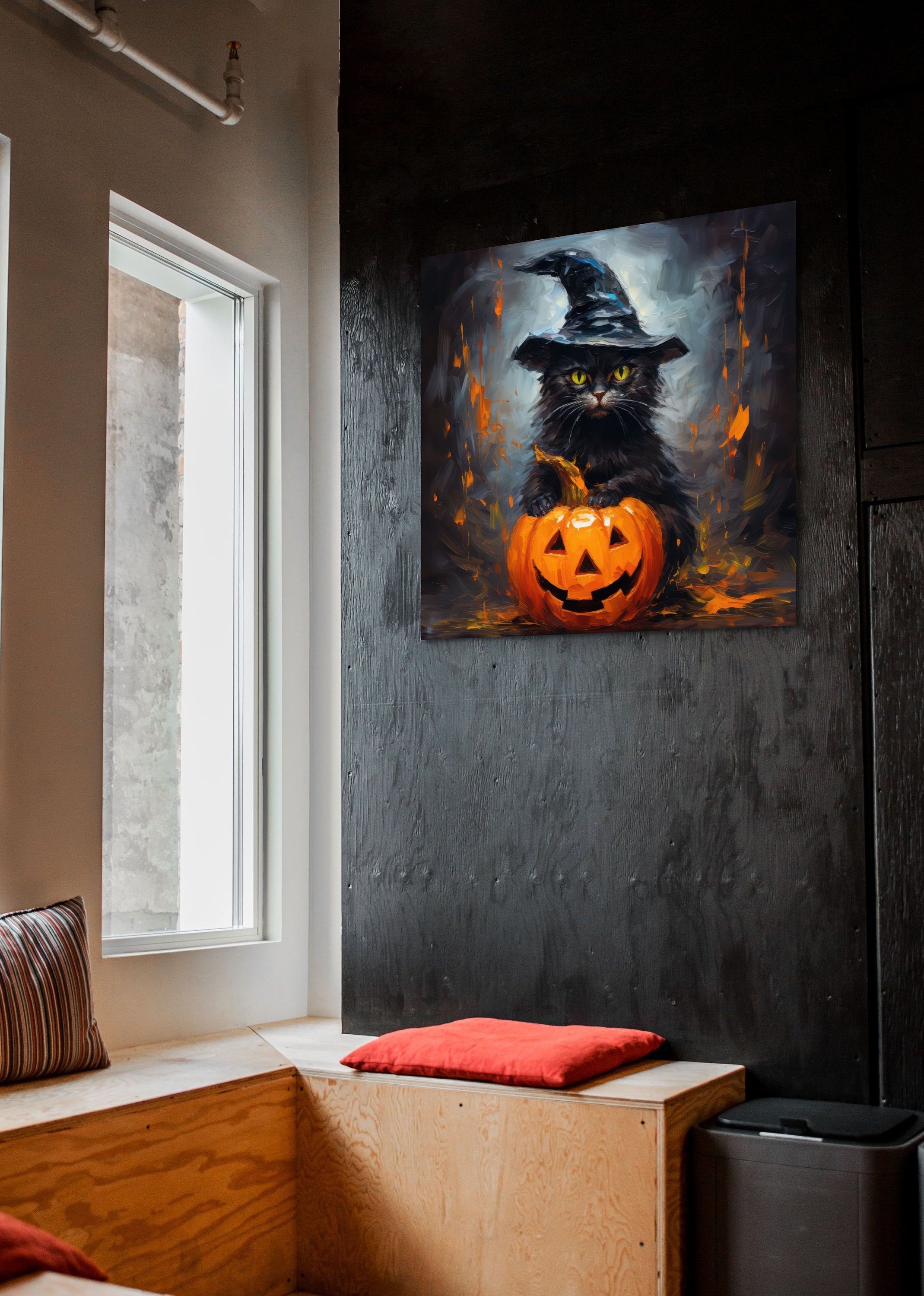 Halloween Cat Print Halloween Black Cat Printable Pumpkin Poster All ...